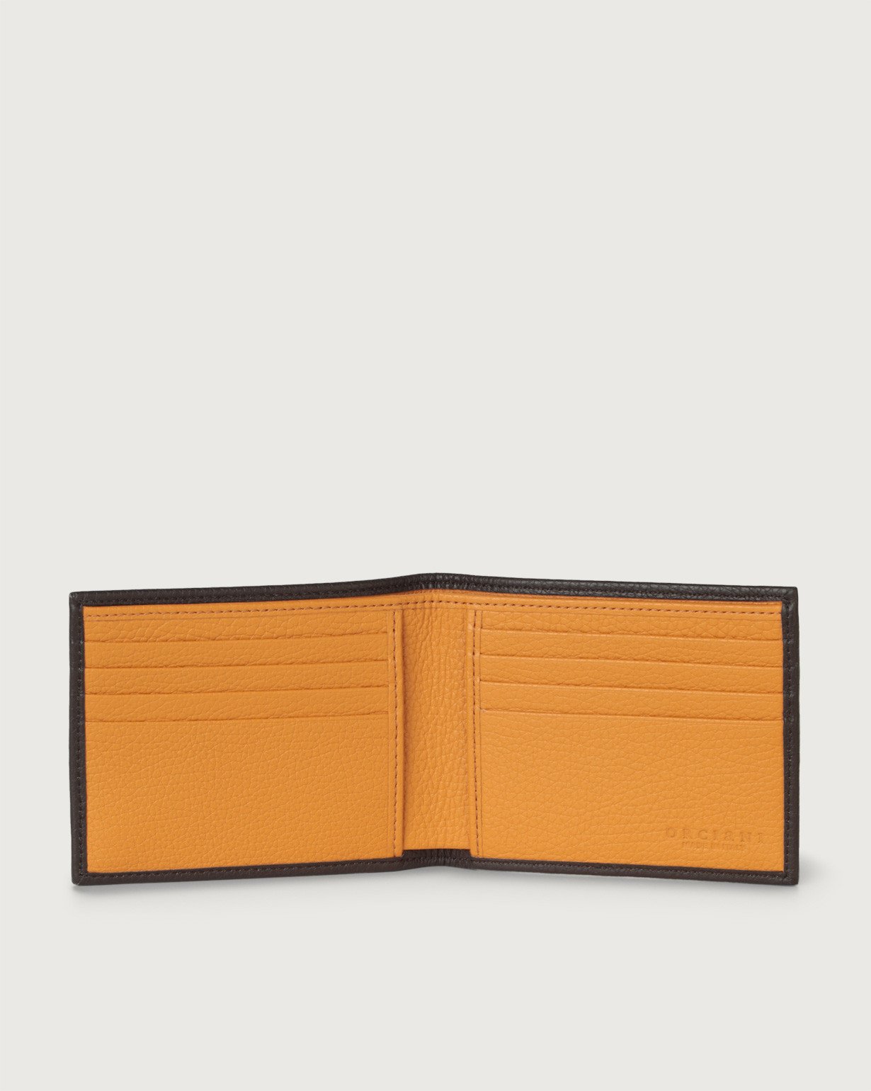 Orciani Micron Bicolor leather wallet, colore EBANO