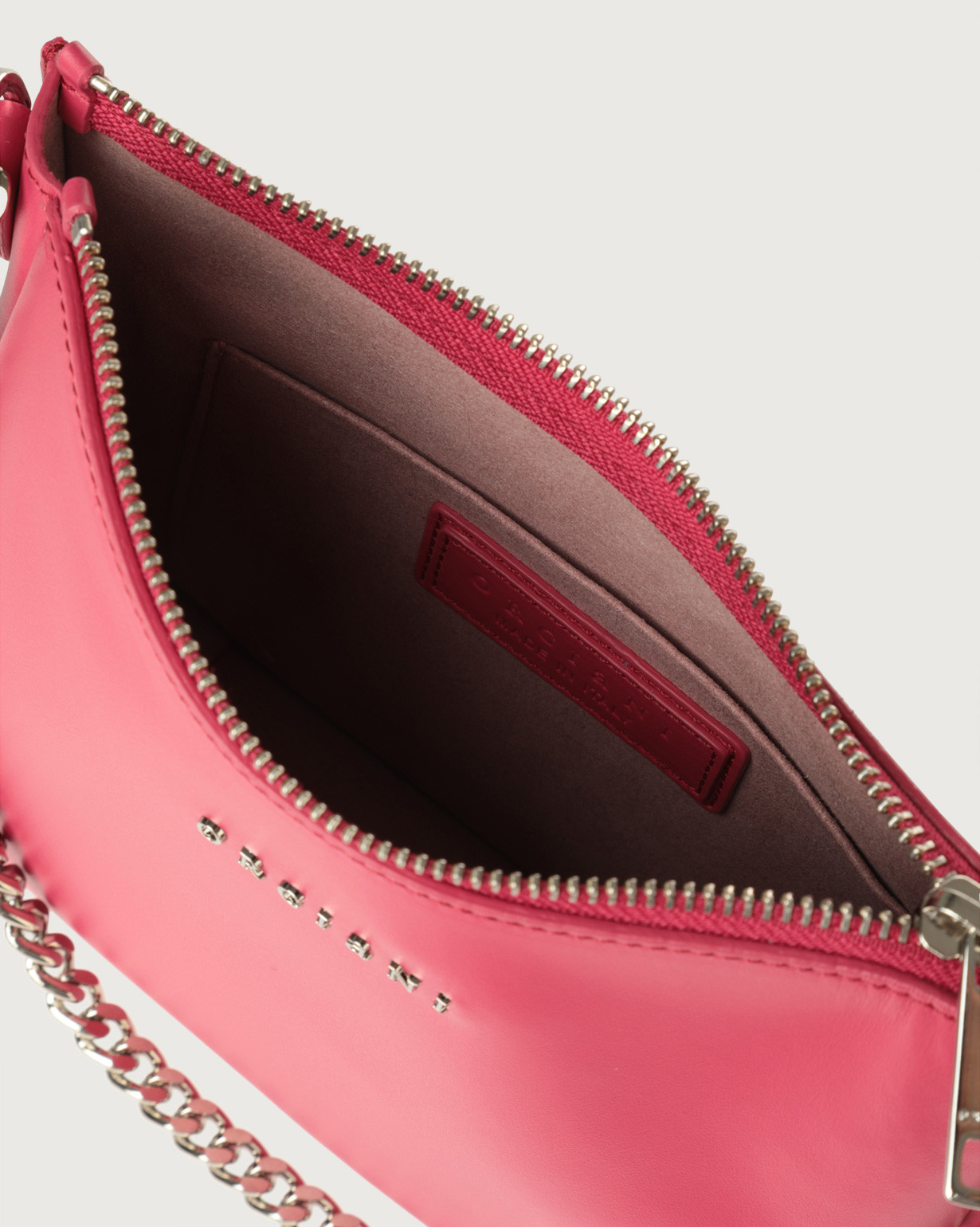 Orciani Borsa crossbody mini New Moon Vanity in pelle, colore LAMPONE