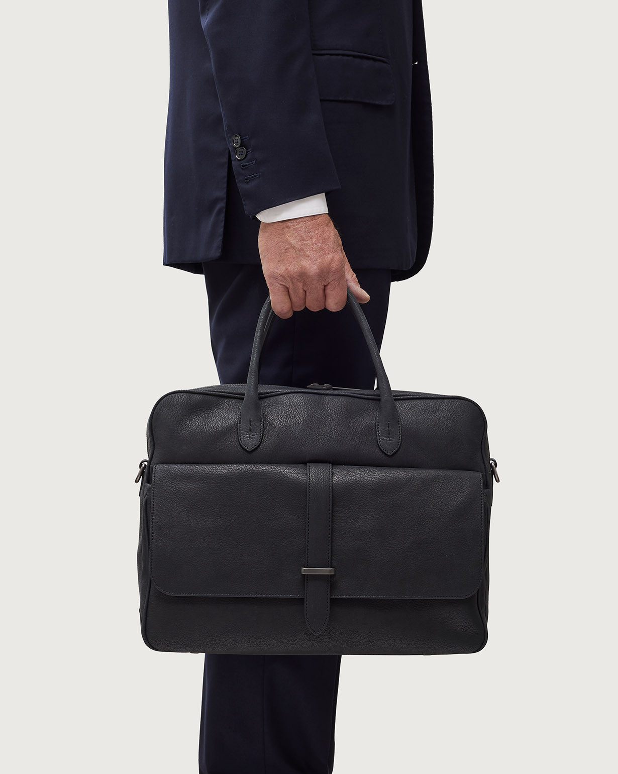 Orciani Borsa Jones Chevrette briefcase in pelle, colore NERO