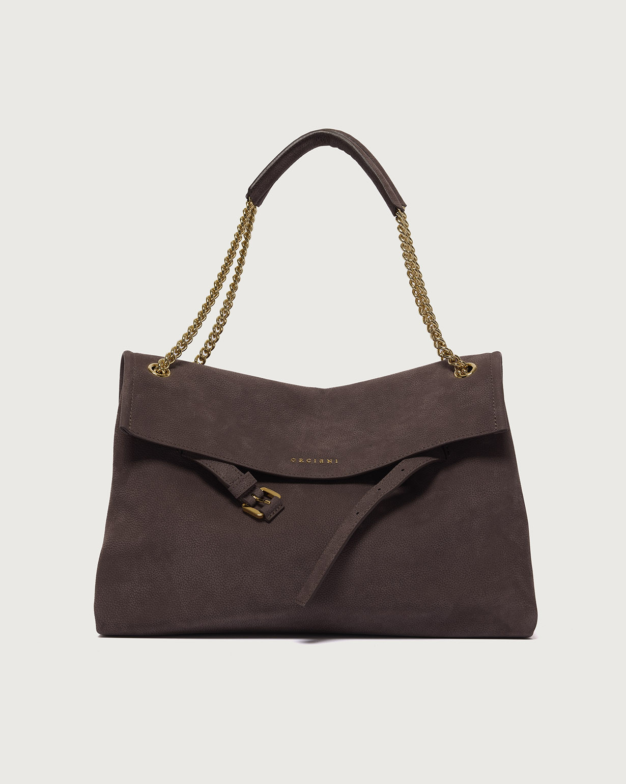 Orciani Borsa Venus Alicante Midi a spalla in pelle nabuk, colore CACAO