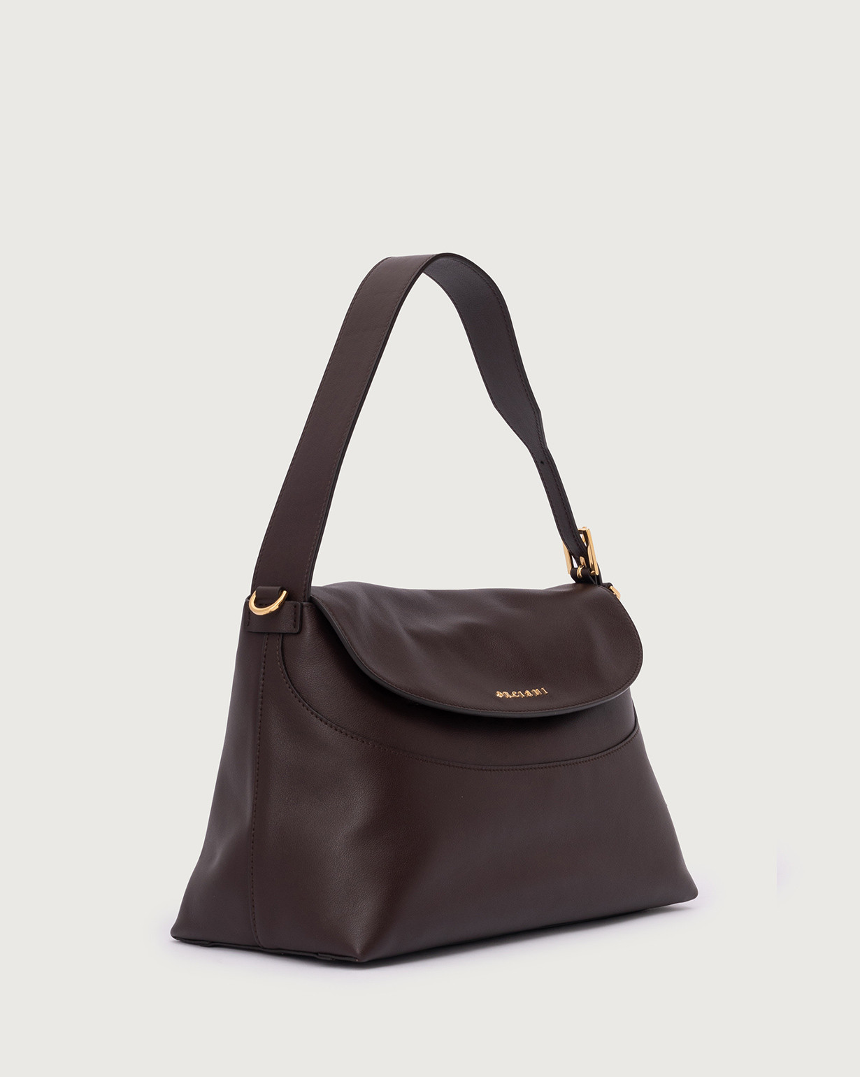 ORCIANI | Nana Nappa leather shoulder bag with strap. color chocolate