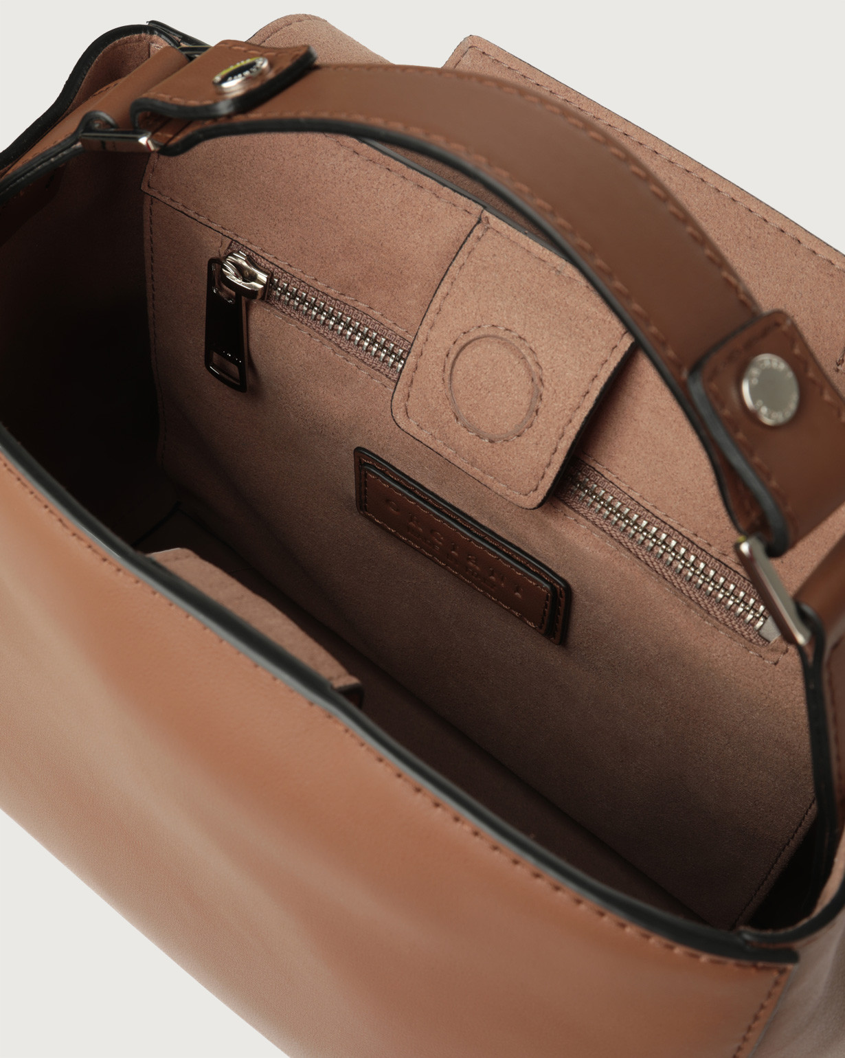ORCIANI | Sveva Madlen Small leather handbag with strap. color Chocolate
