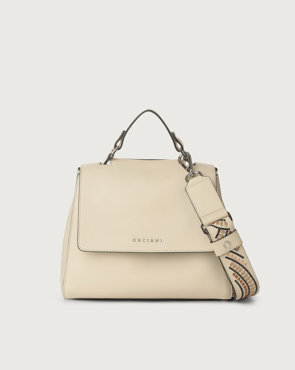 ORCIANI | Sveva Madlen Small leather handbag with strap. color Ivory