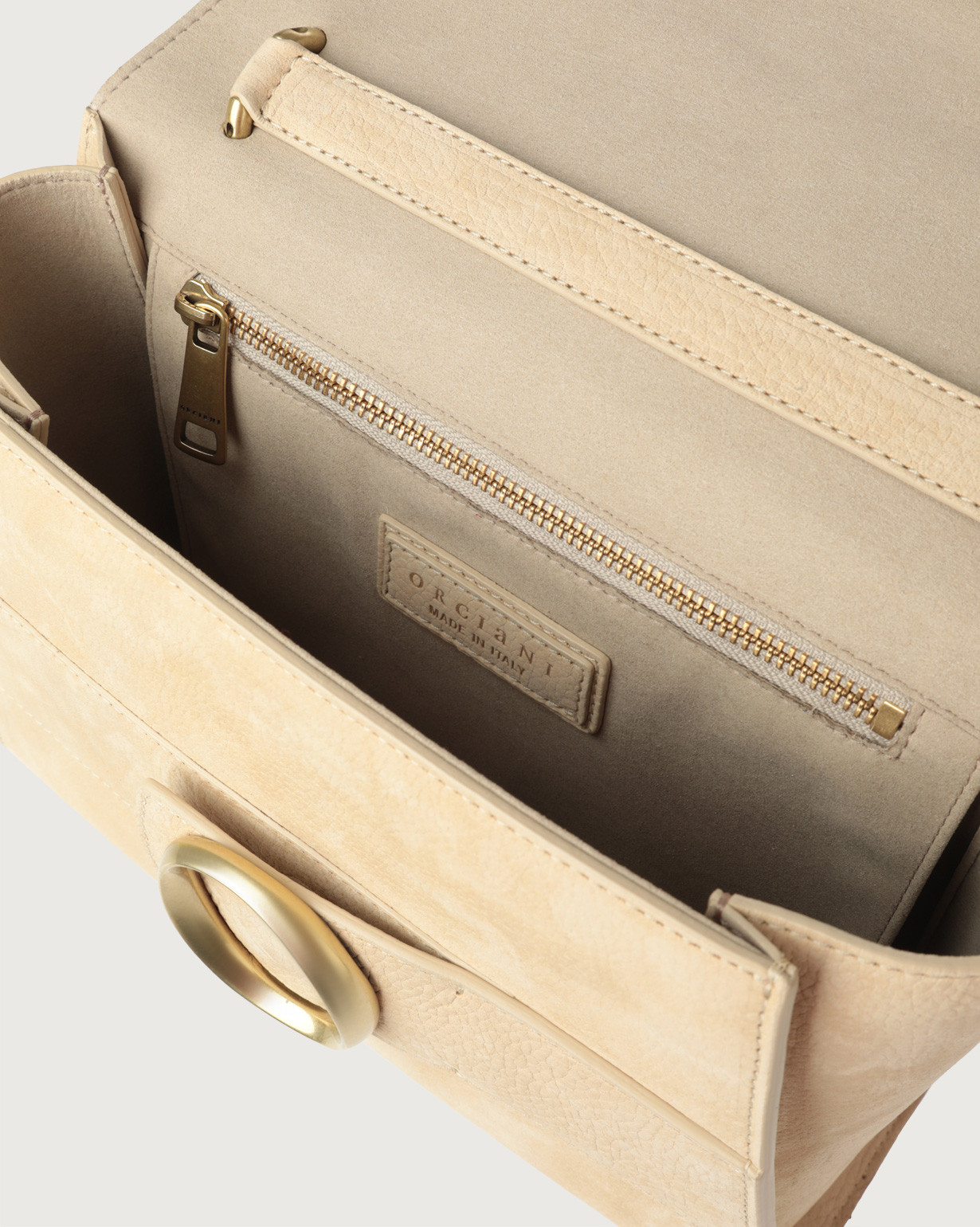 ORCIANI | Ofelia Nabucco nubuck leather shoulder bag. color Sand