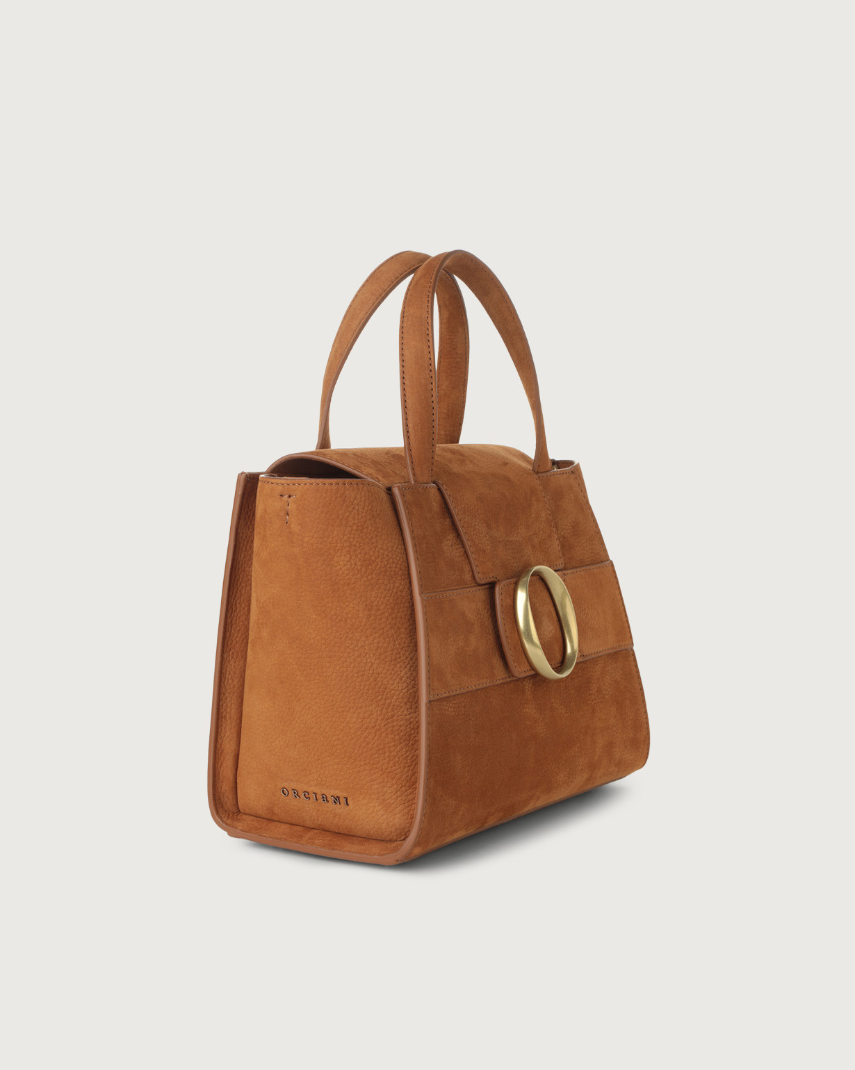 ORCIANI | Ofelia Nabucco medium nubuck leather handbag. color Brandy