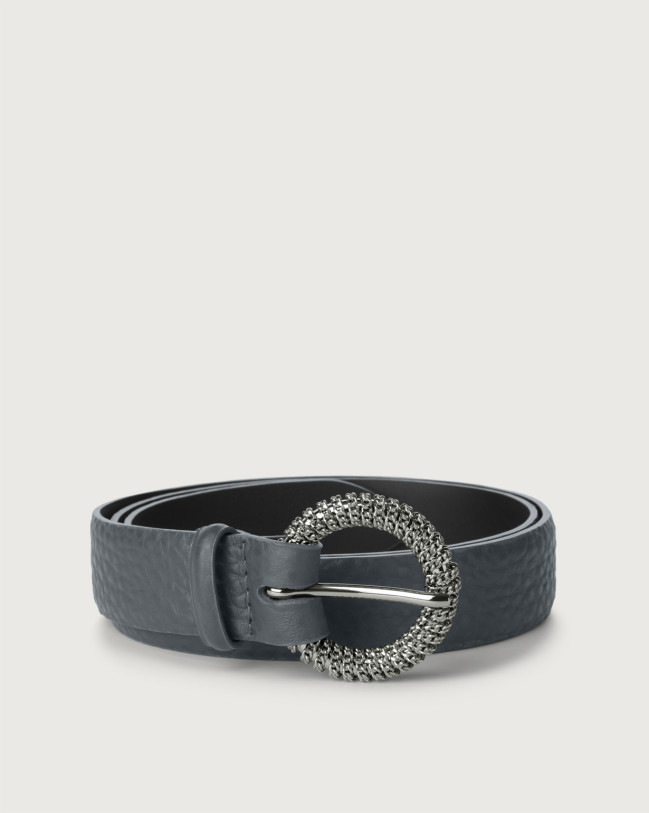 ORCIANI Soft chain buckle leather belt. , color Blue