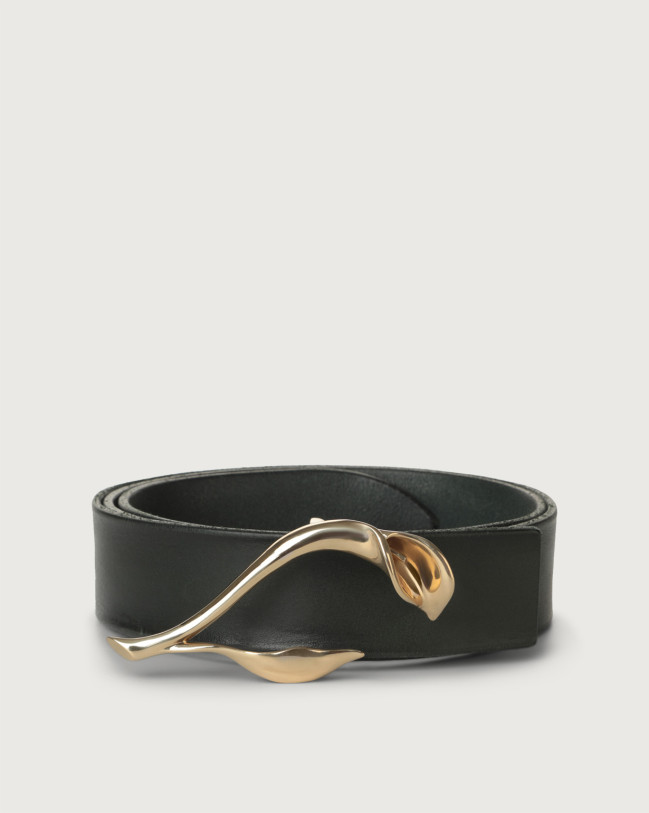 ORCIANI Bull Soft leather belt lily buckle. , color Forest green