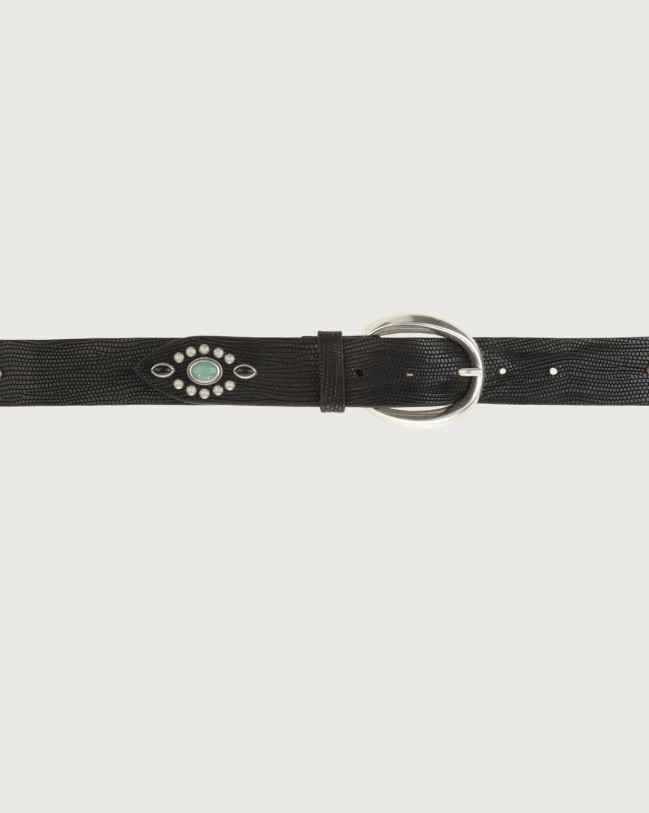 ORCIANI Blade leather belt with stones. , color Black