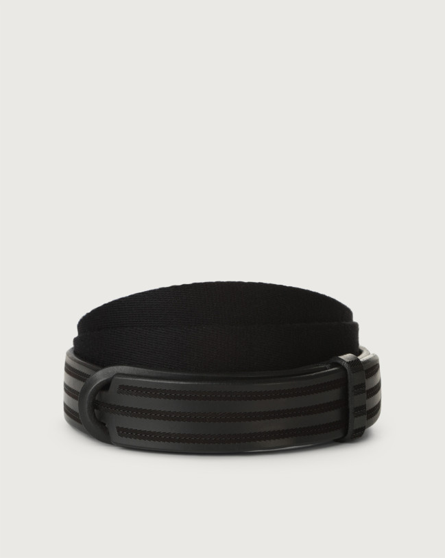 ORCIANI Bull Soft leather and fabric Nobuckle belt lines pattern ...