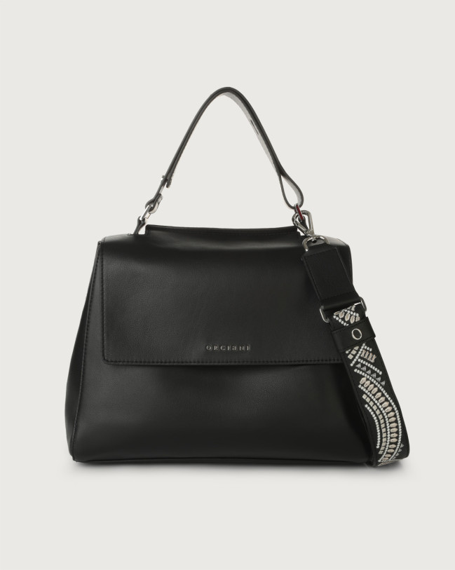 ORCIANI Sveva Medium Madlen leather bag with shoulder strap. , color Black