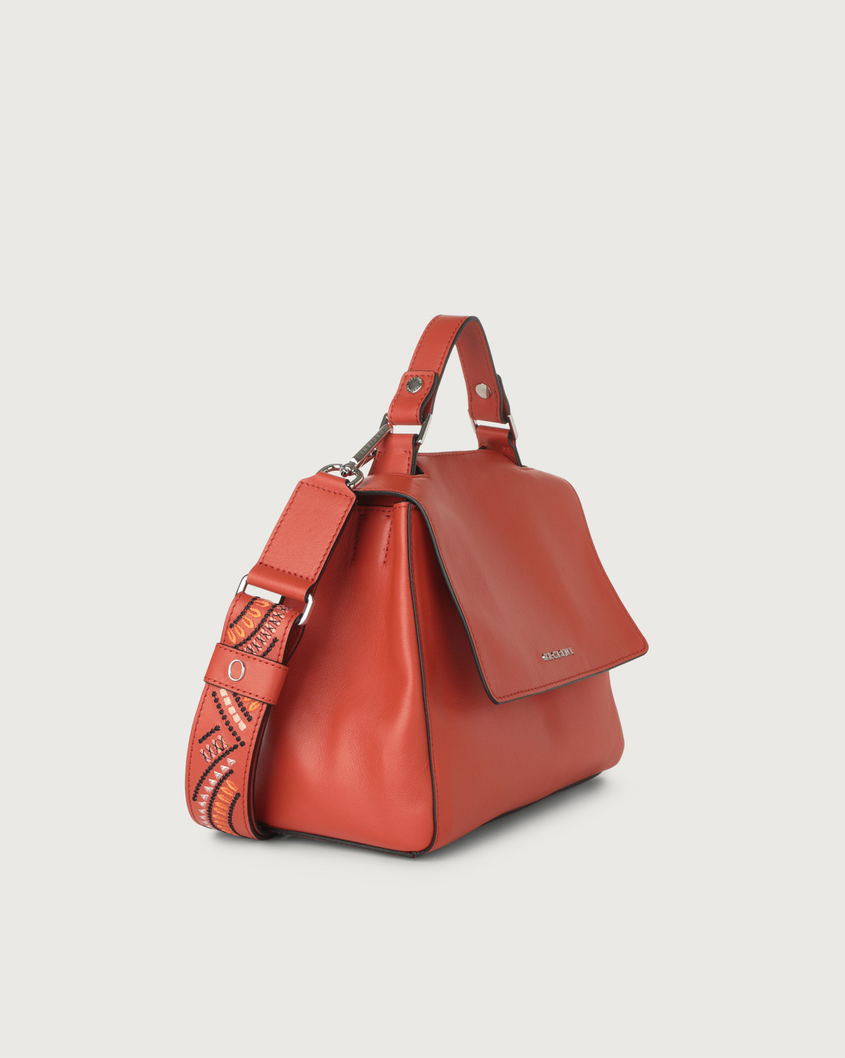 ORCIANI Sveva Madlen Small leather handbag with strap. , color Orange