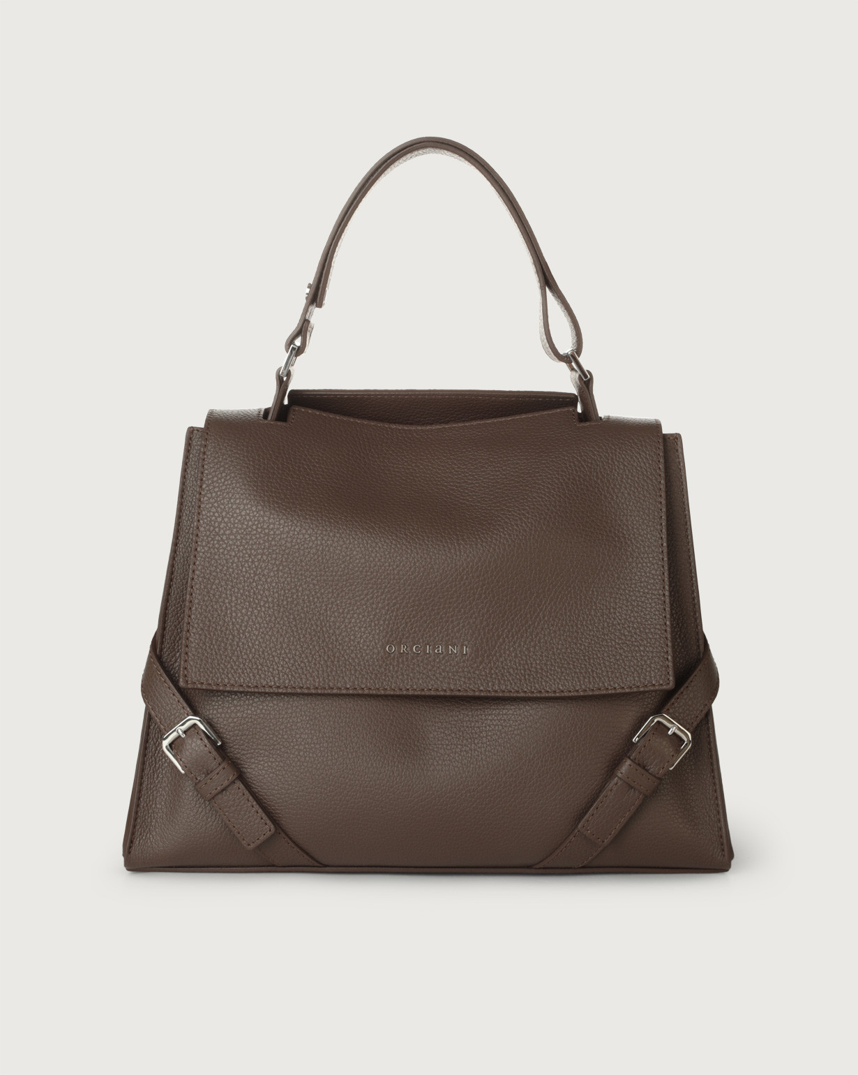 ORCIANI Sveva Sense Medium leather shoulder bag with shoulder strap. , color Brown