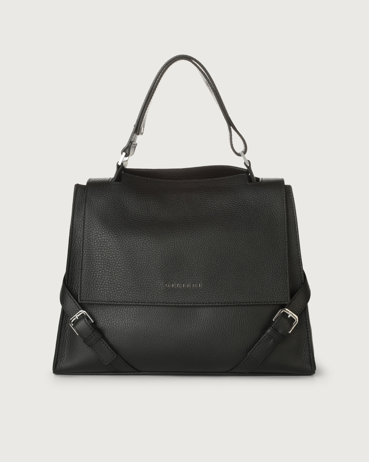 ORCIANI Sveva Sense Medium leather shoulder bag with shoulder strap. , color Black