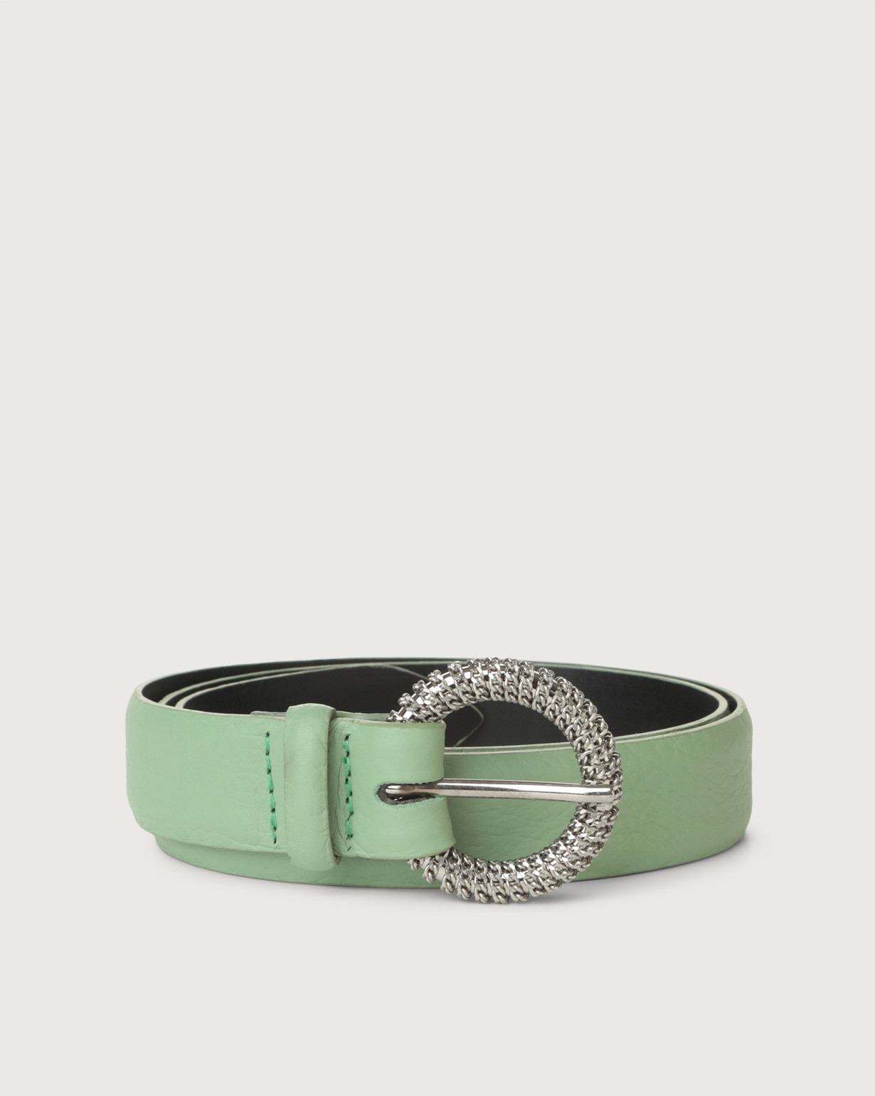 ORCIANI Soft chain buckle leather belt. , color Green