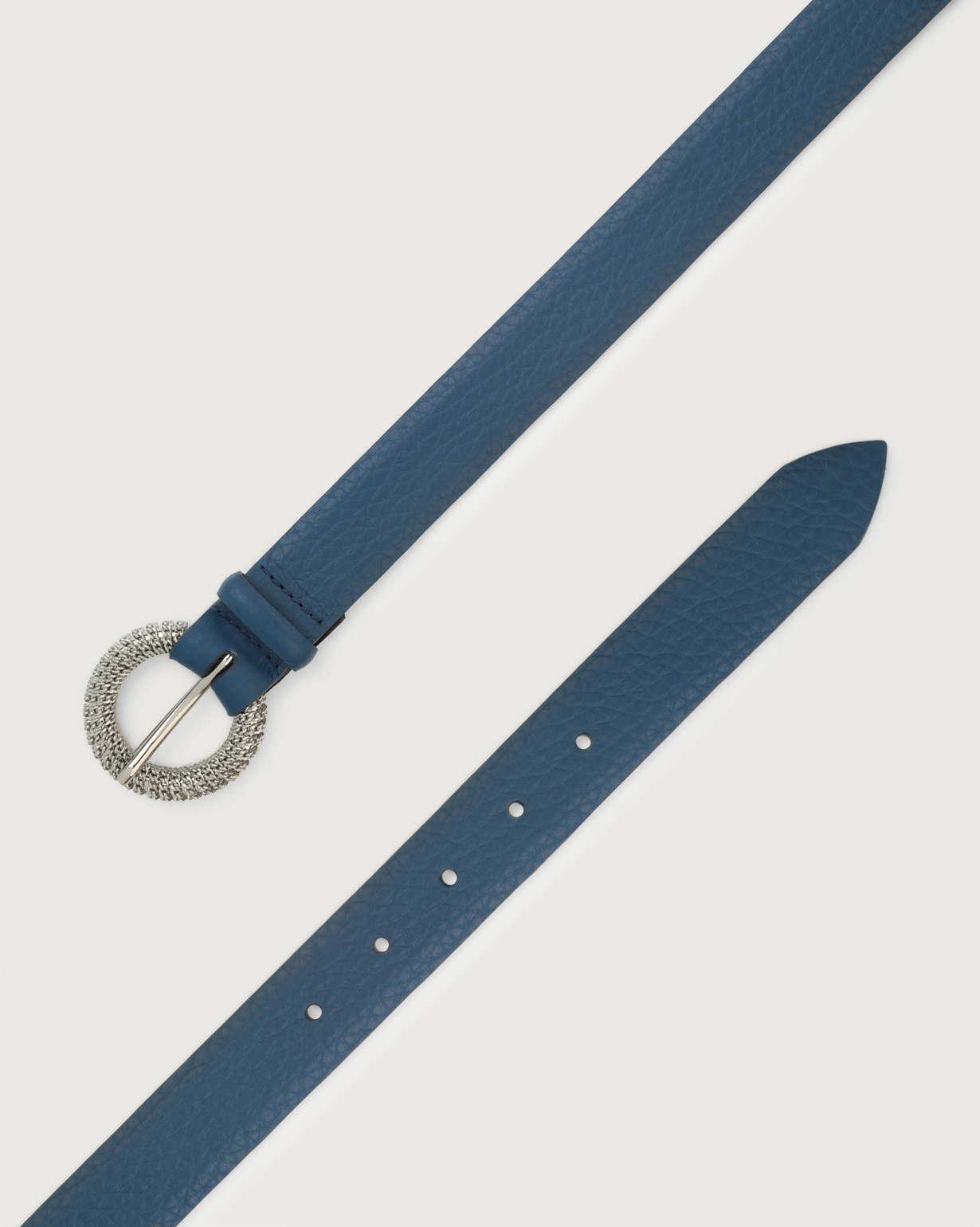 ORCIANI Soft chain buckle leather belt. , color Blue