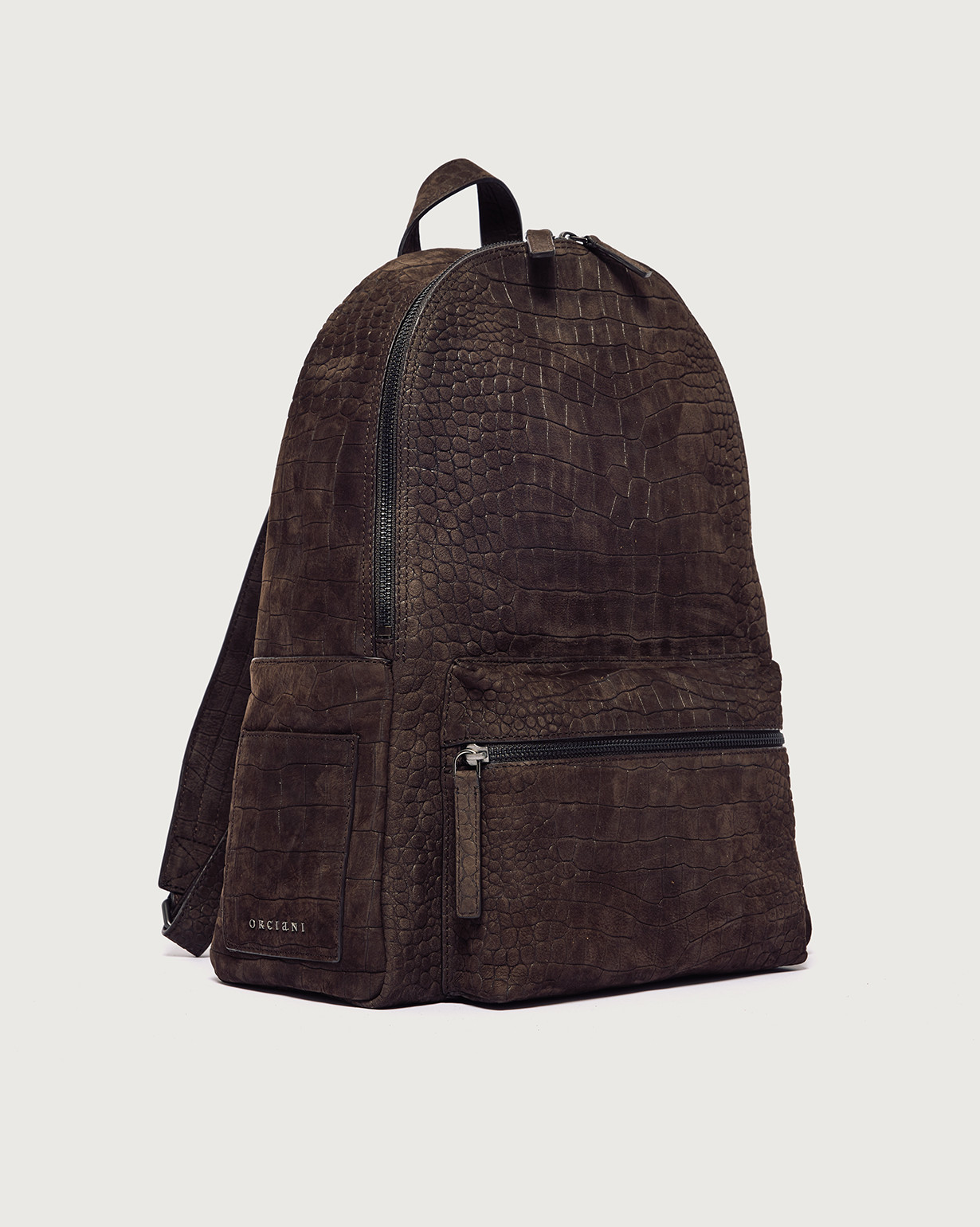 ORCIANI Laio Cocco Nabuk nubuck leather backpack. , color Chocolate