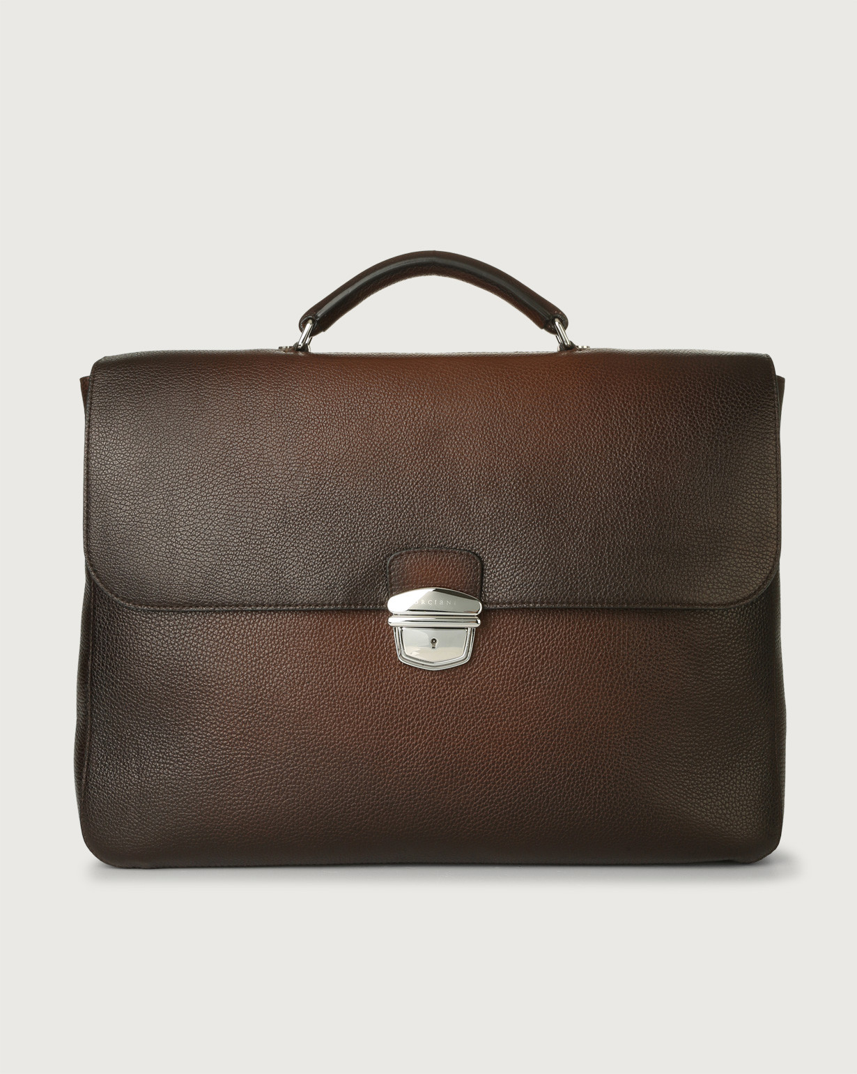 ORCIANI Micron Deep leather large briefcase with strap. , color Brown