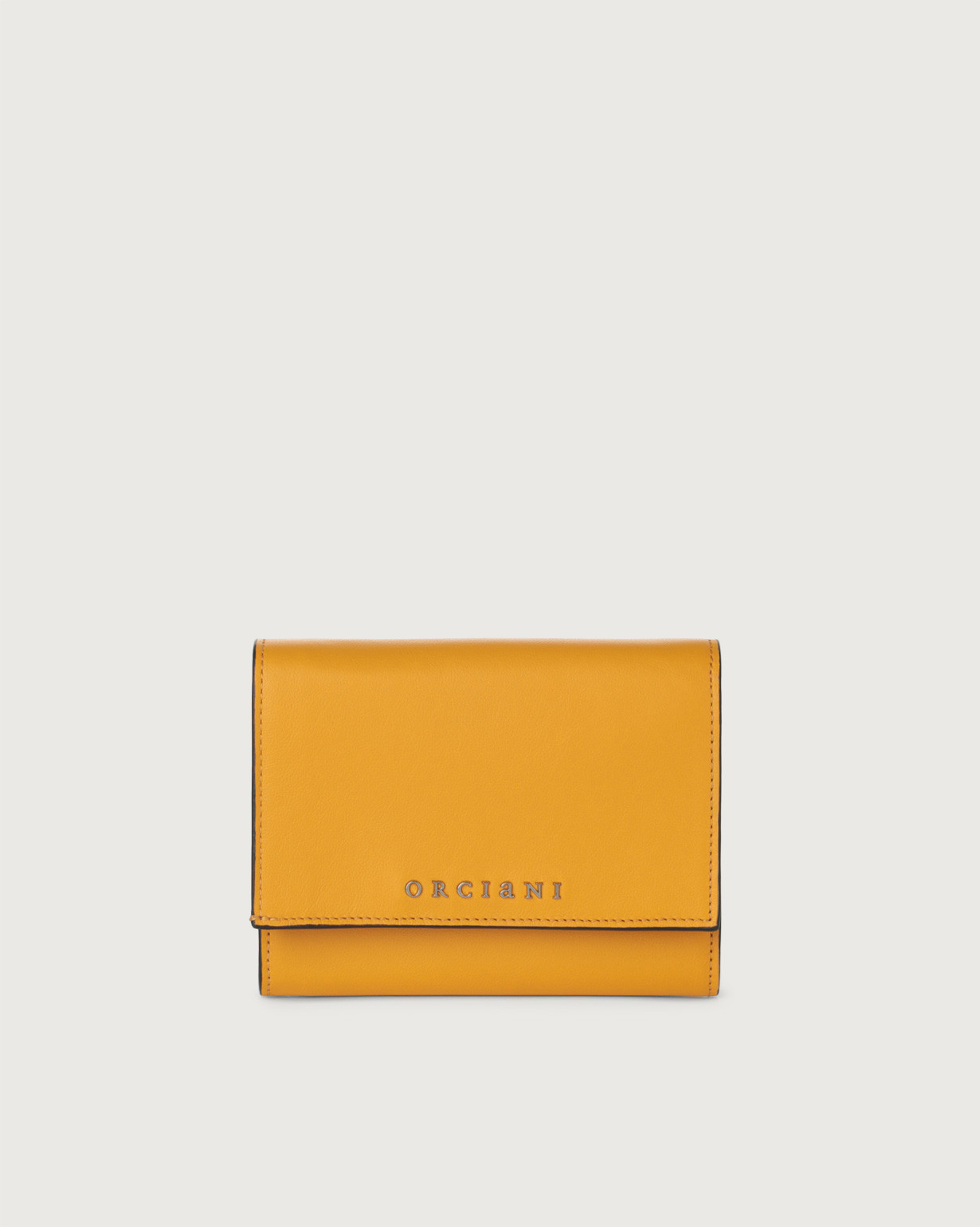 ORCIANI Madlen leather small envelope wallet. , color Mustard