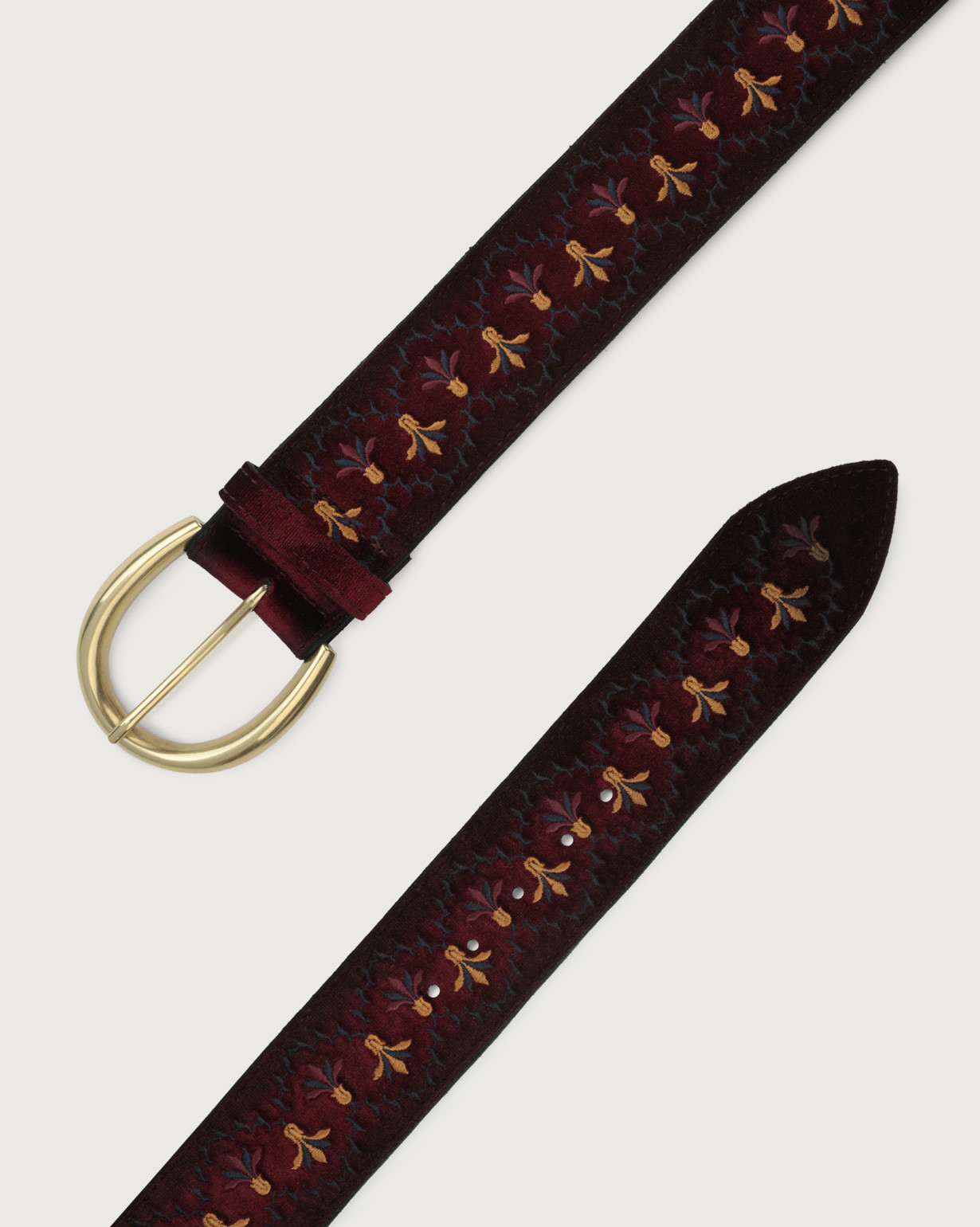 ORCIANI Velvet Tuscania high-waist velvet and leather belt. , color ...