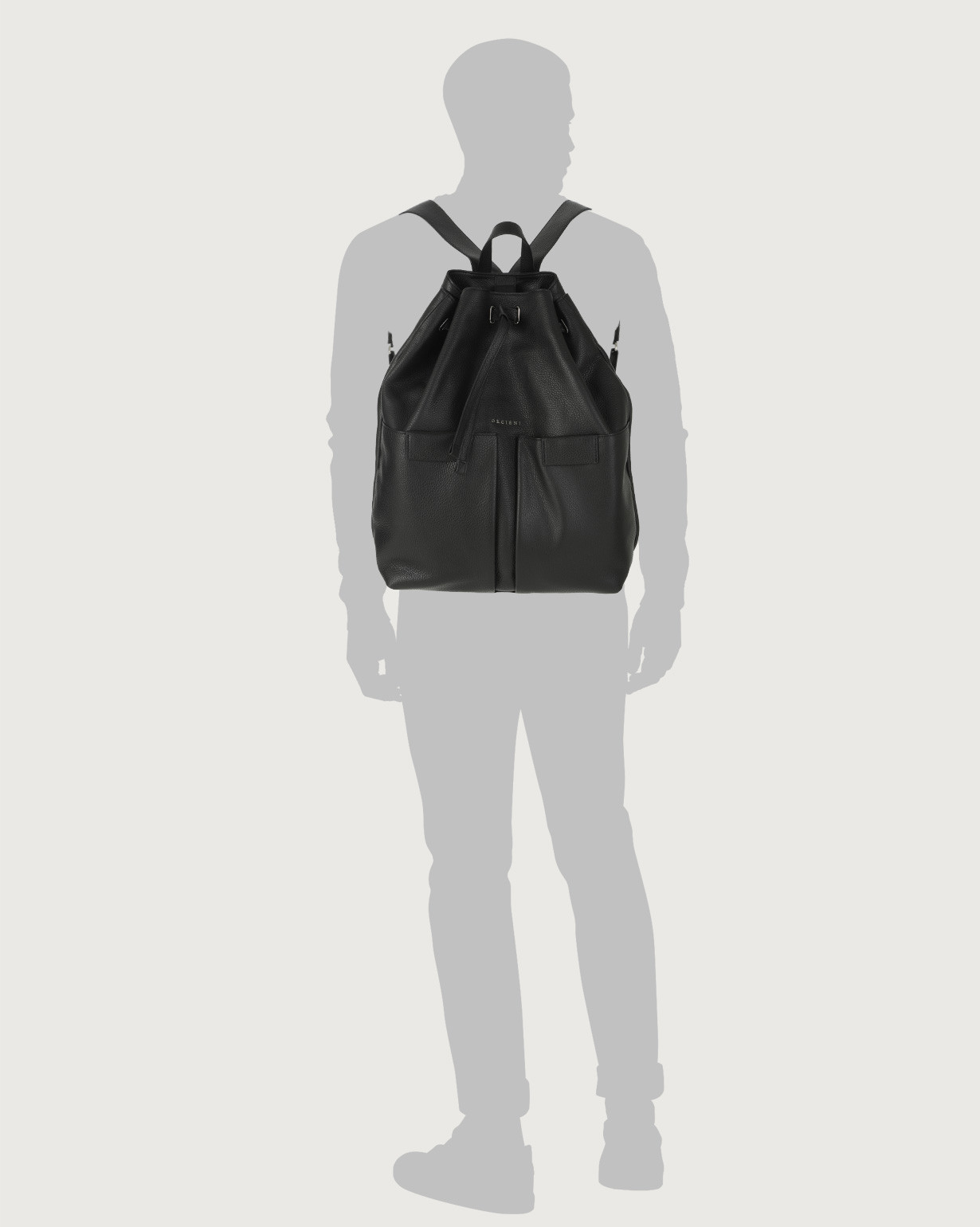 ORCIANI Micron leather drawstring backpack. , color Black