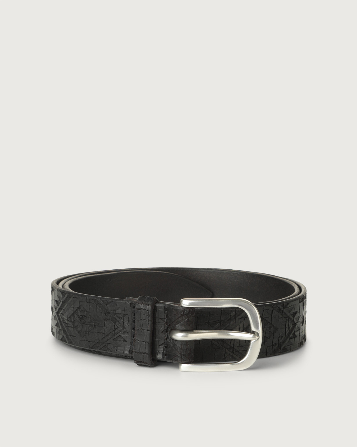 ORCIANI Walker geometric pattern leather belt. , color Black