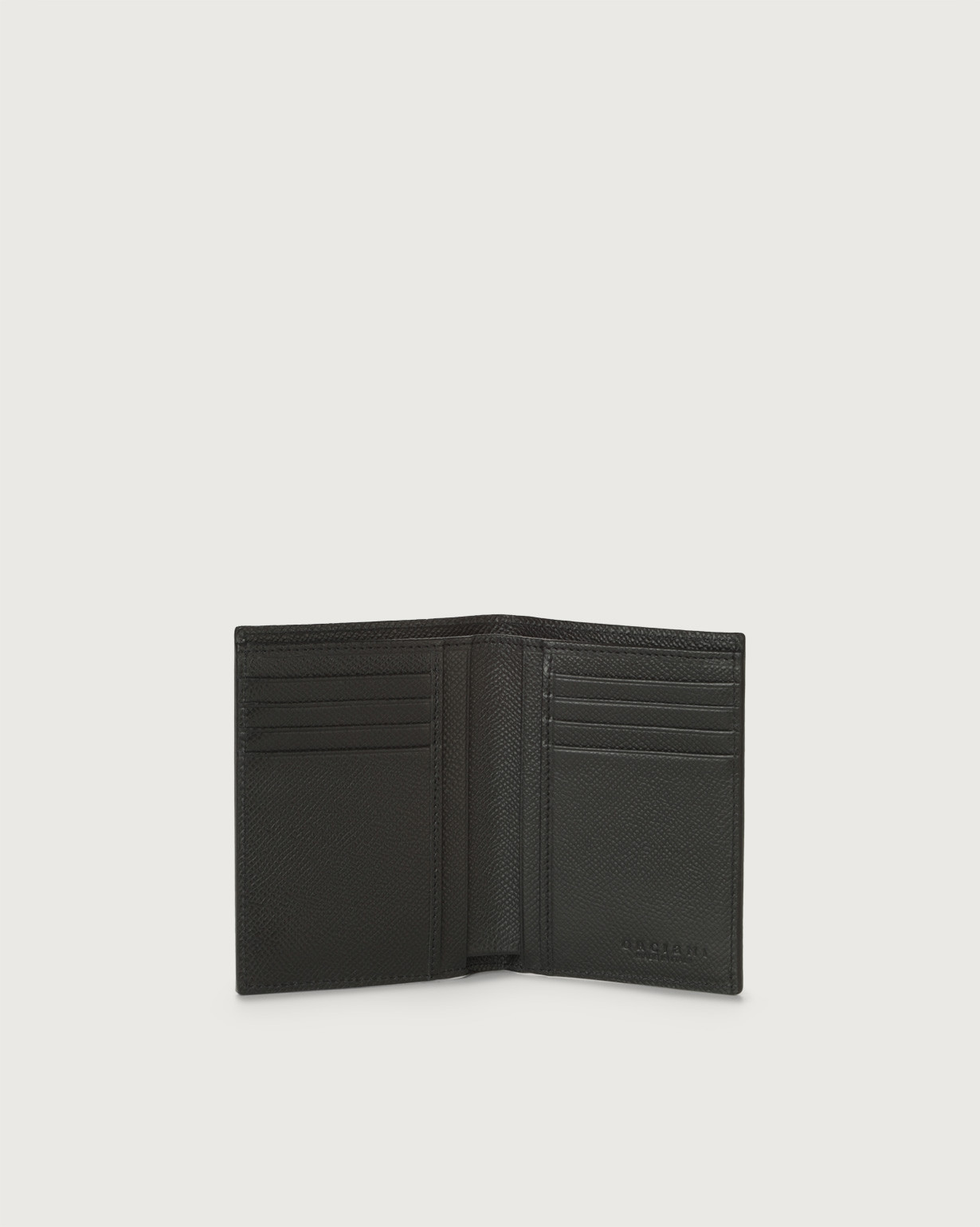 ORCIANI Timeless boarded leather vertical wallet. , color Black