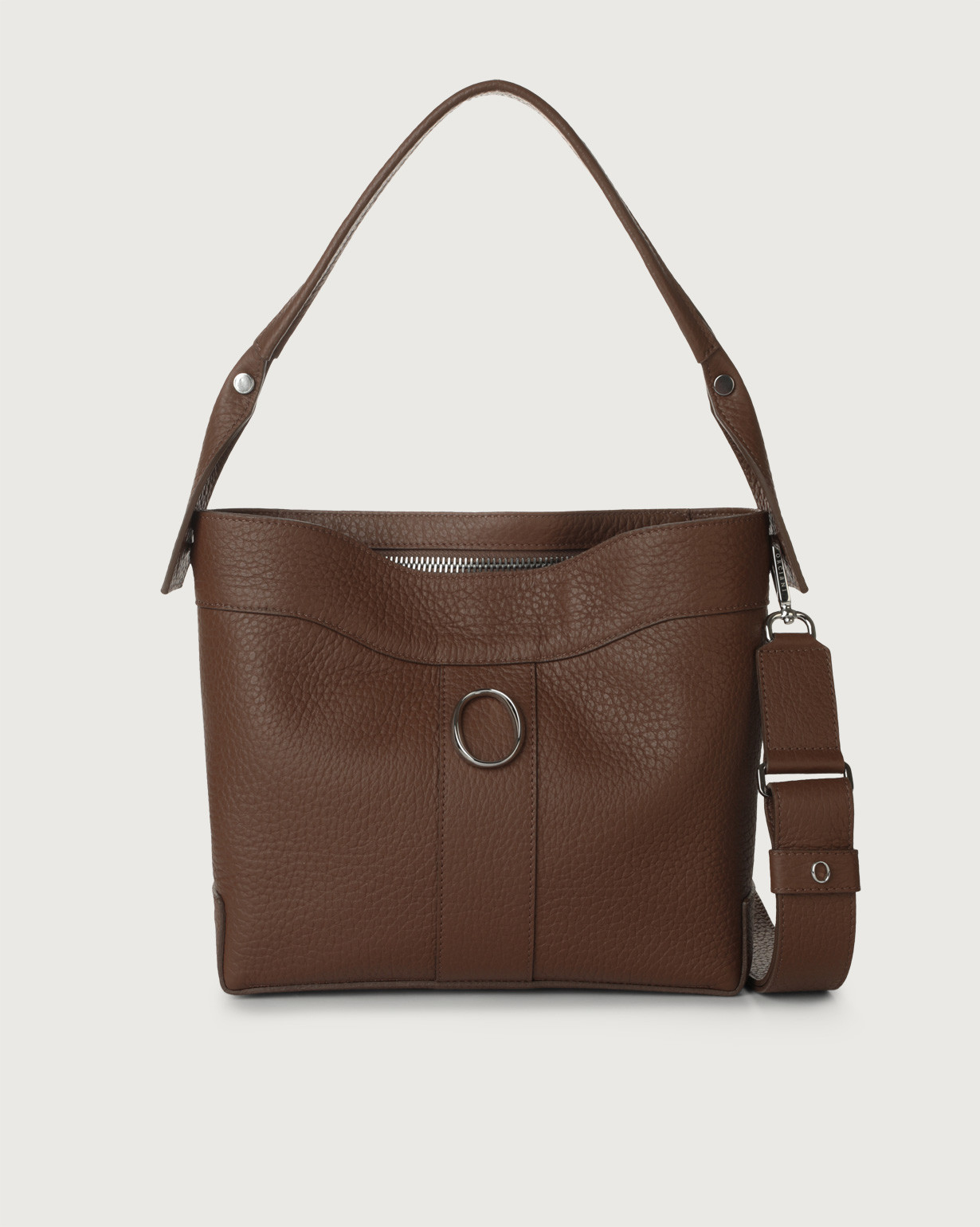 ORCIANI Monday Soft leather midi shoulder bag with strap. , color Cognac