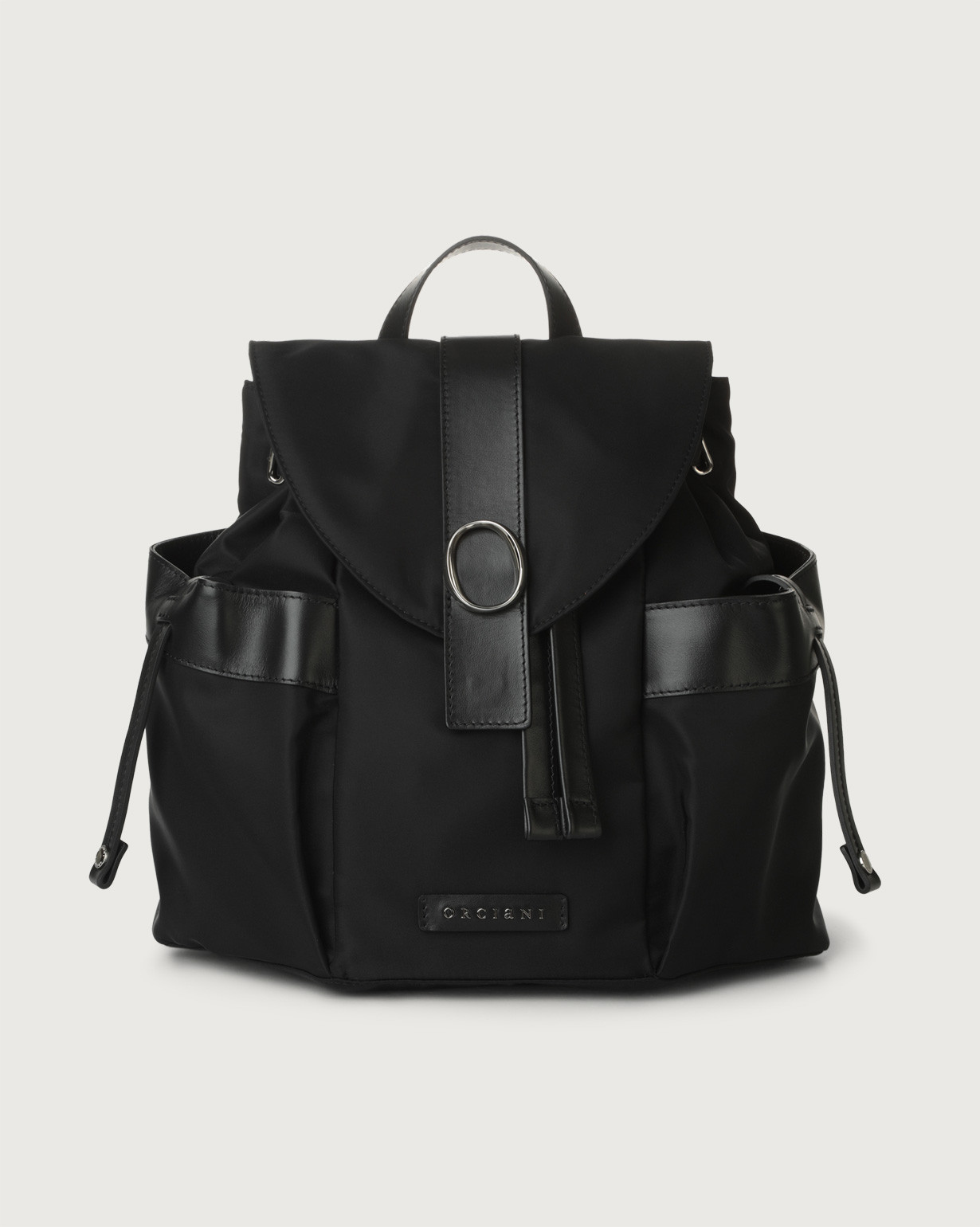 ORCIANI Rebel Ecoline regenerated nylon and leather backpack. , color Black