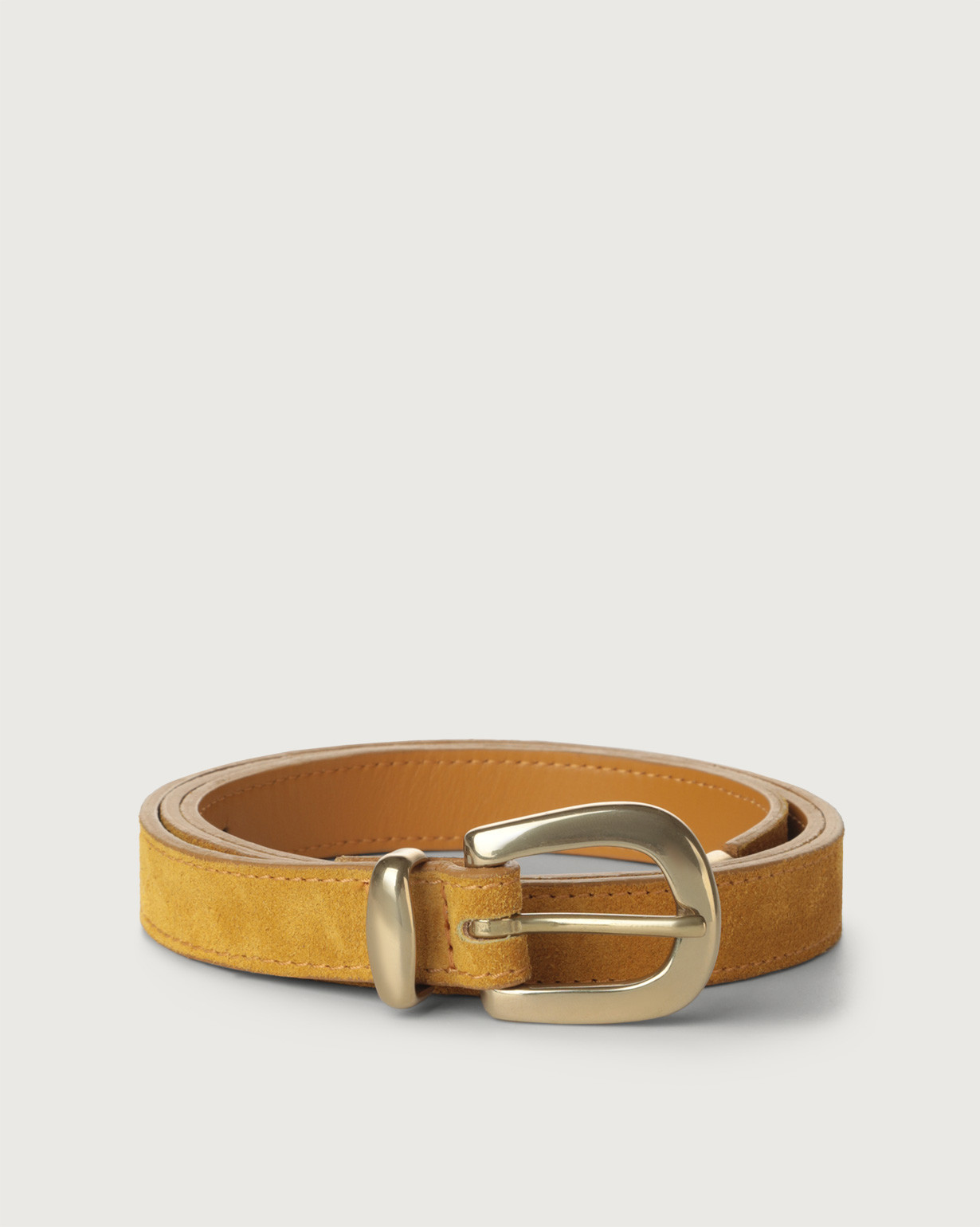ORCIANI Naif long tip leather belt. , color yellow