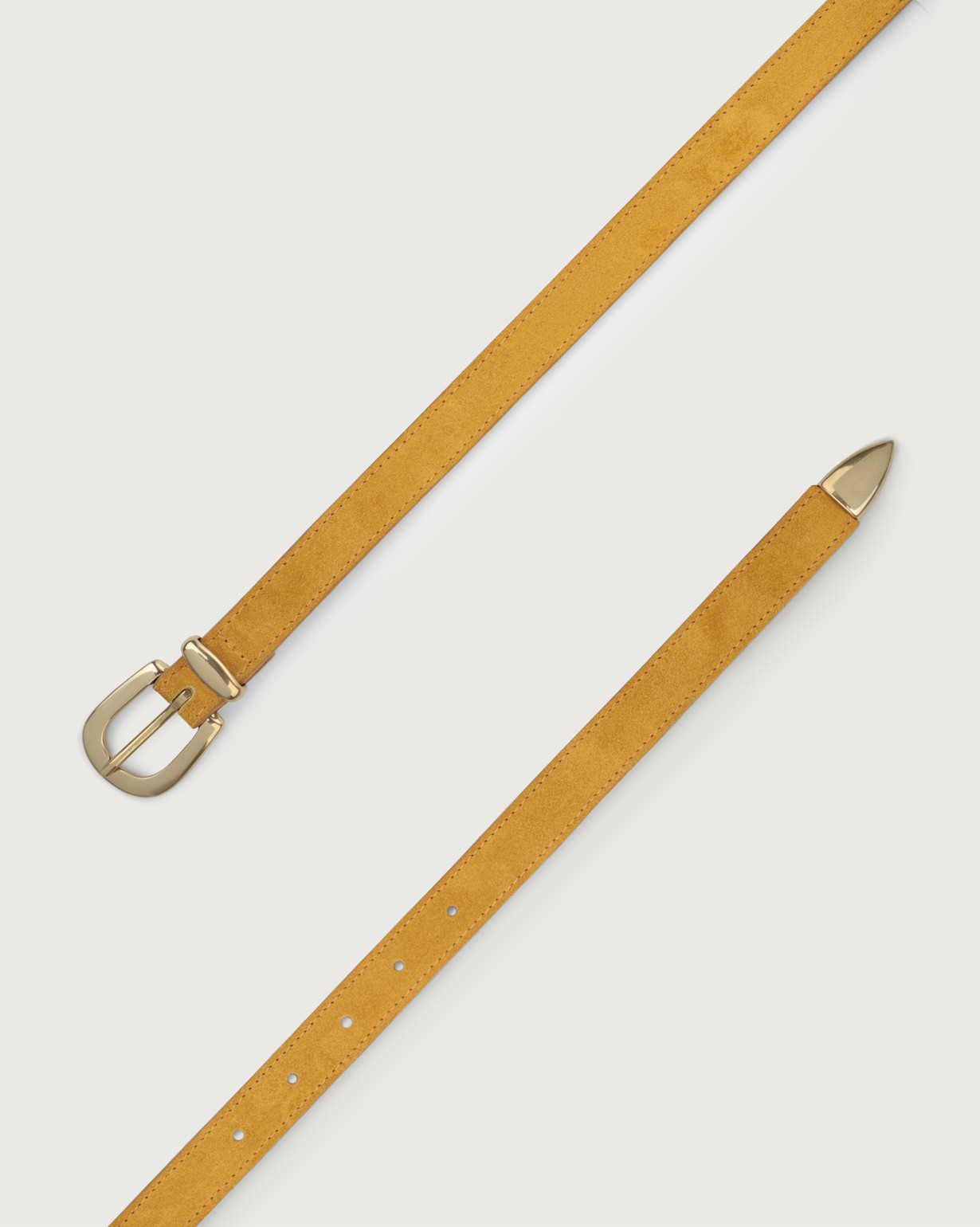 ORCIANI Naif long tip leather belt. , color yellow