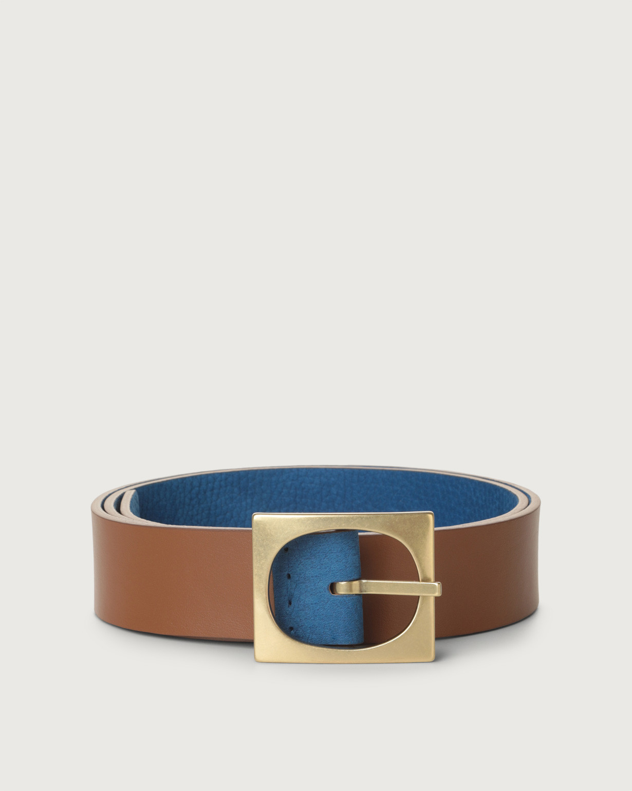 ORCIANI Nabucco Tan nubuck leather reversible belt 3,5 cm. , color Blue
