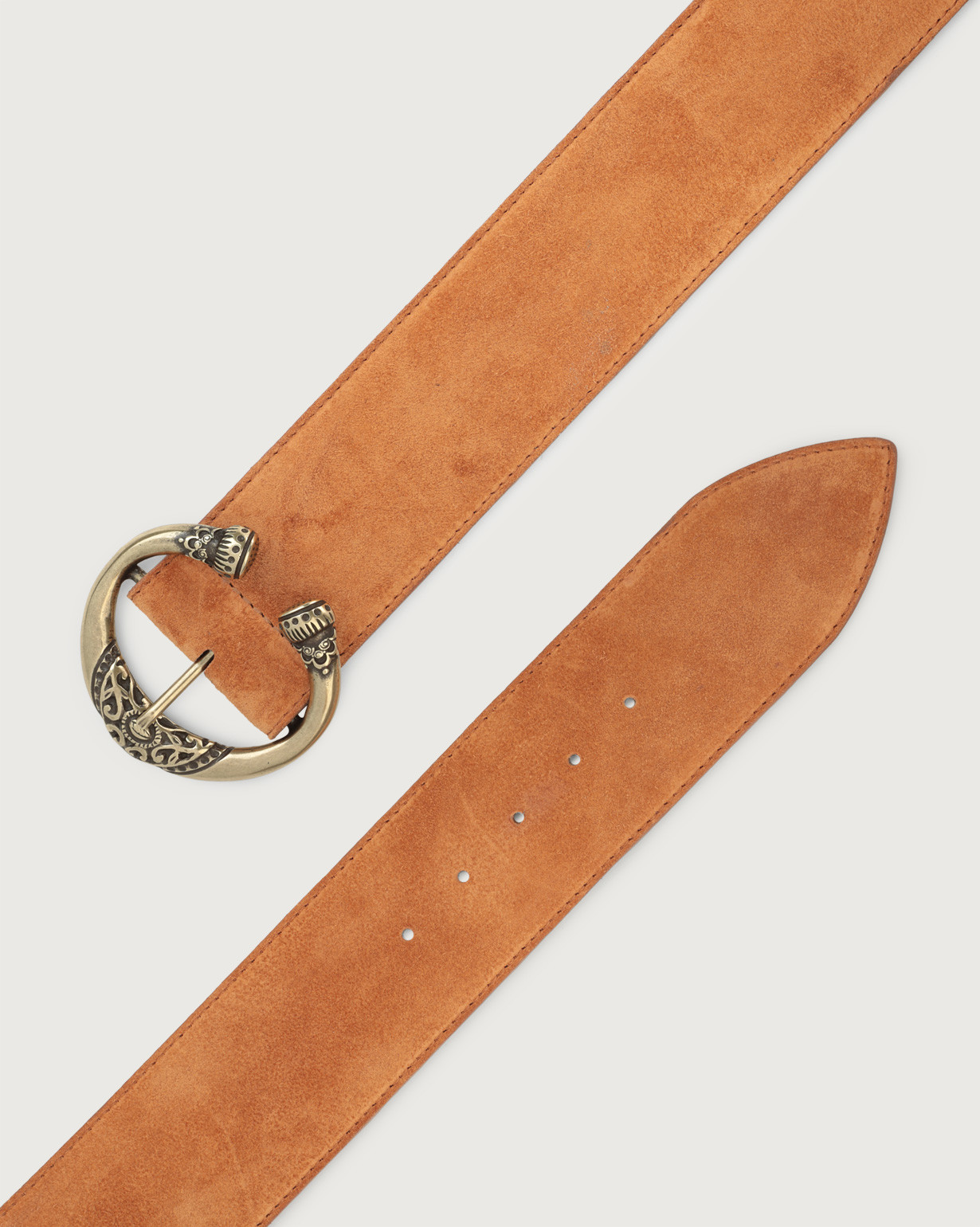 ORCIANI Naif suede leather belt 6,5 cm. , color Amber