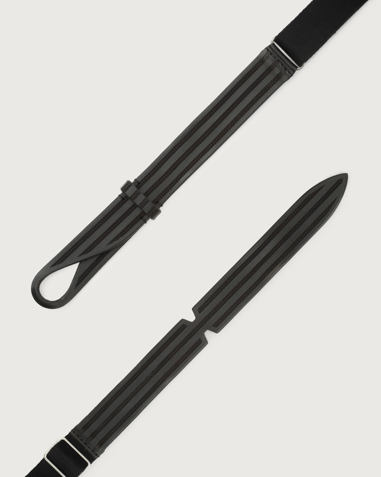 ORCIANI Bull Soft leather and fabric Nobuckle belt lines pattern ...