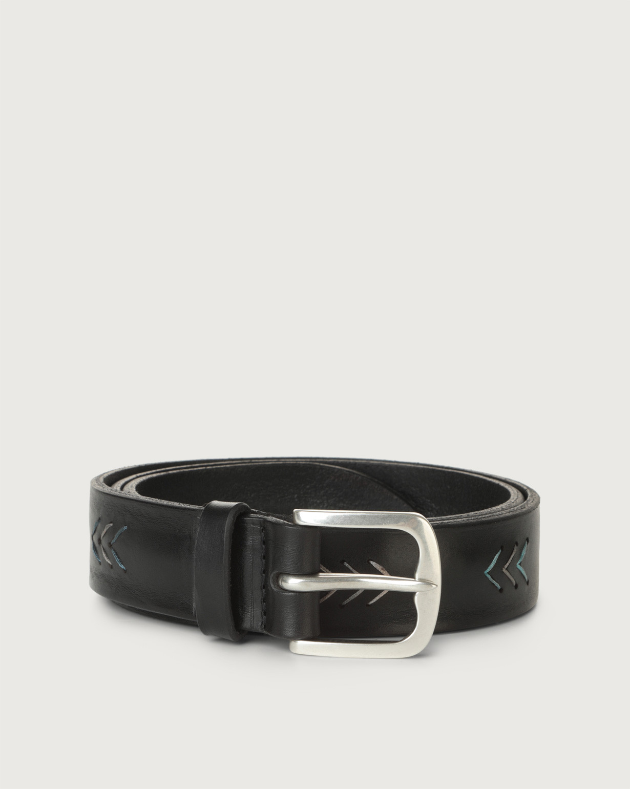 ORCIANI Bull Gaucho leather belt with arrow patte. , color Black