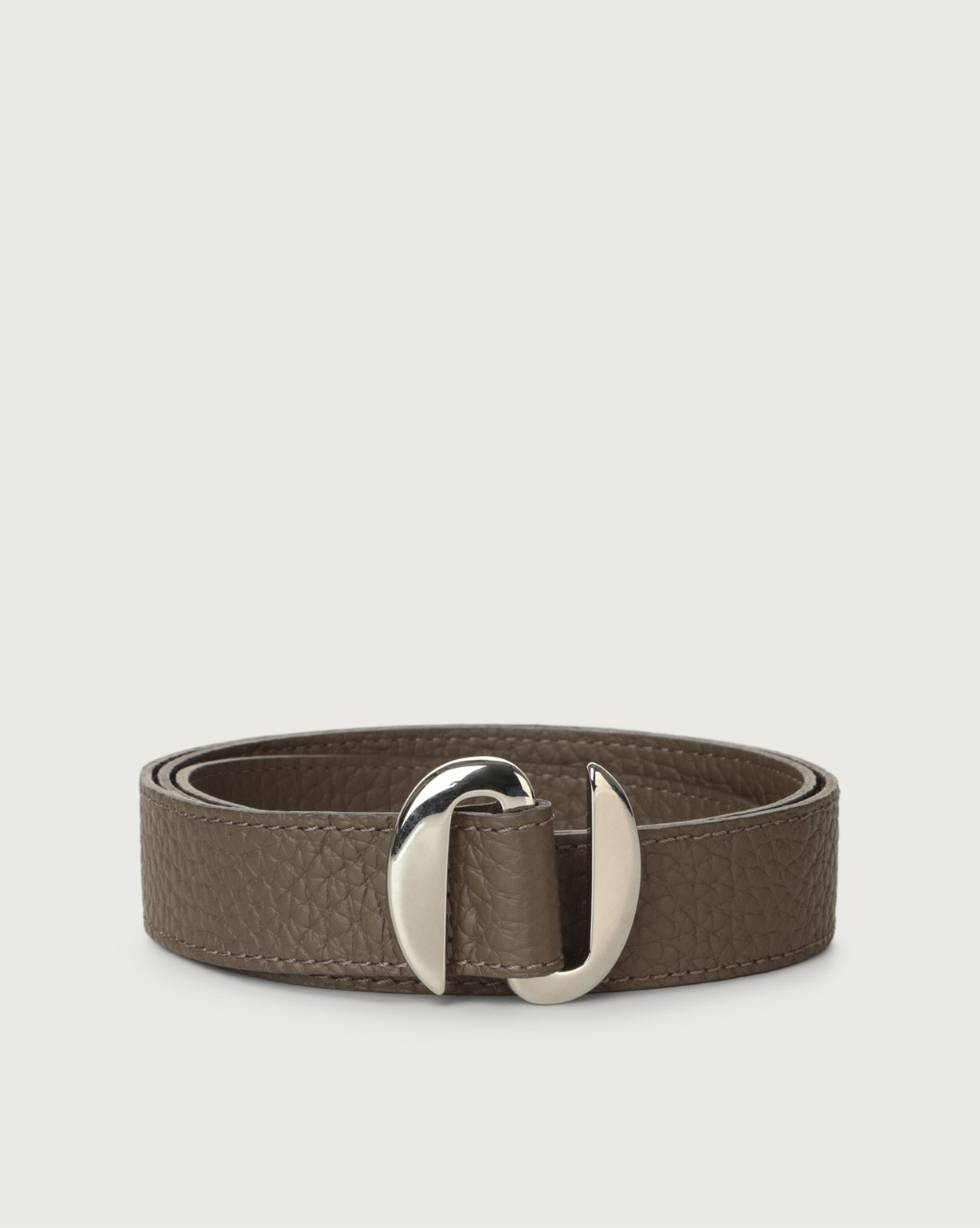 ORCIANI Soft leather belt with interlocking buckle and tip 3 cm ...