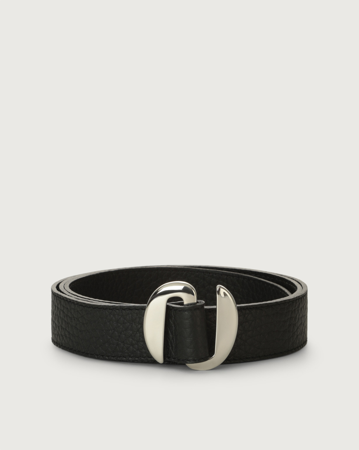 ORCIANI Soft leather belt with interlocking buckle and tip 3 cm ...