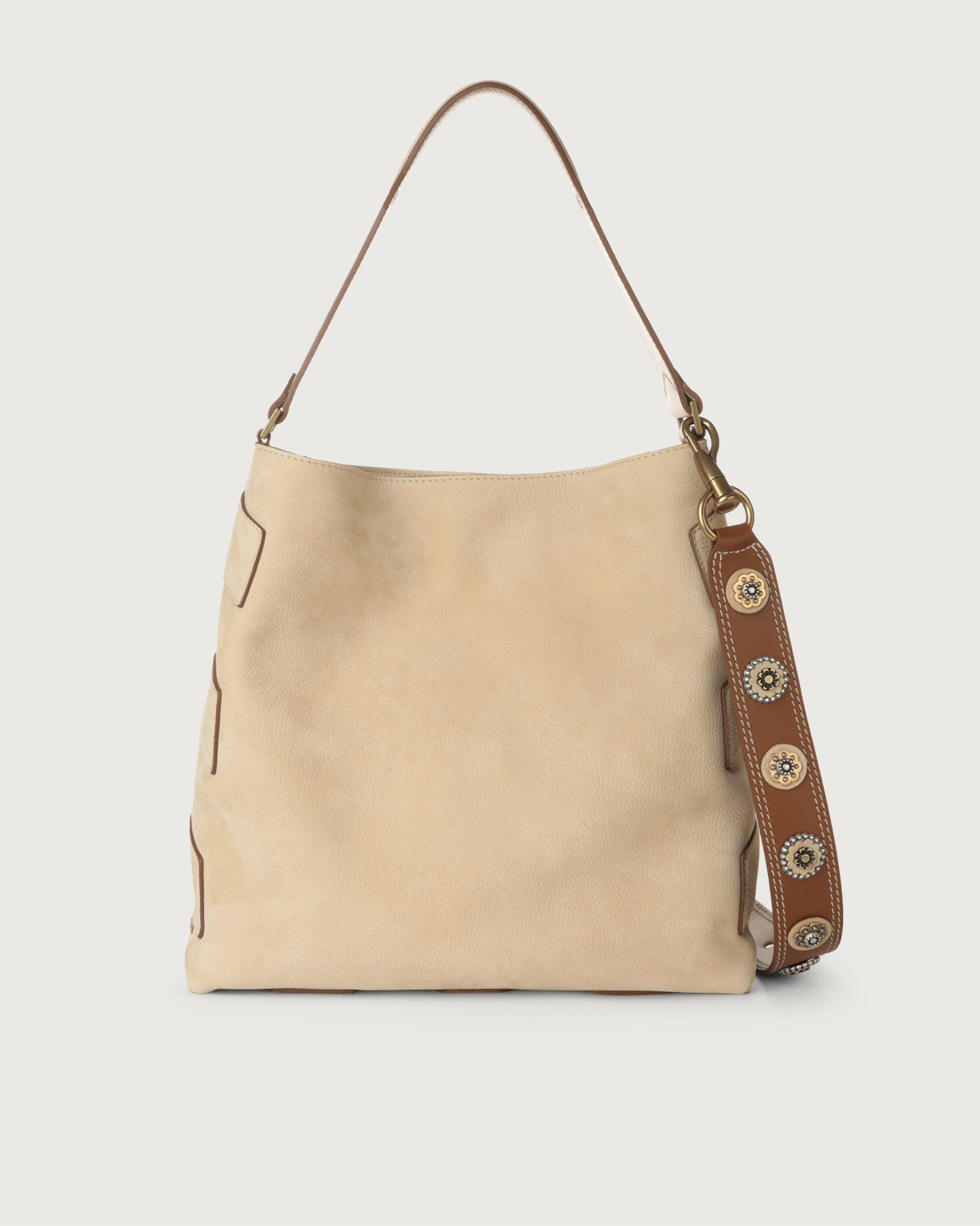ORCIANI Nilla Nabucco Tan nubuck leather shoulder bag with strap ...