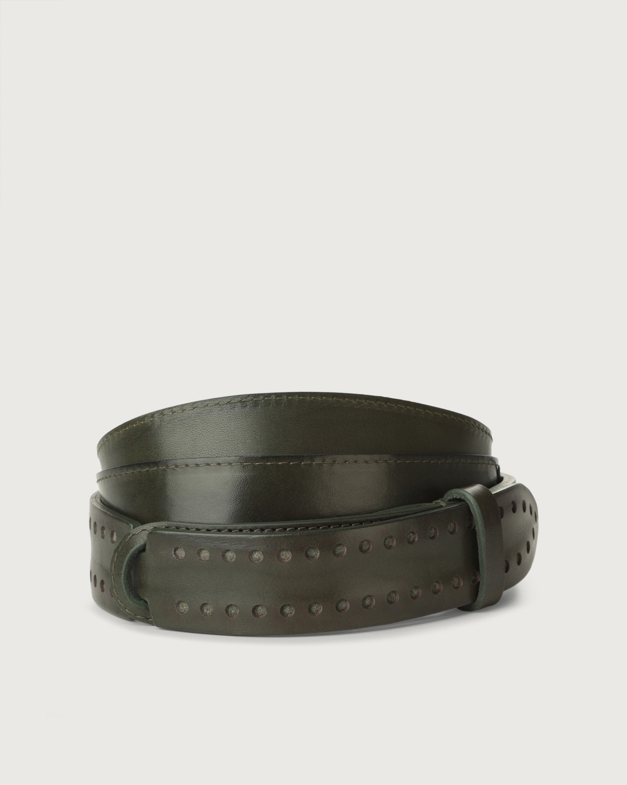 ORCIANI Bull Wool leather Nobuckle belt. , color Green