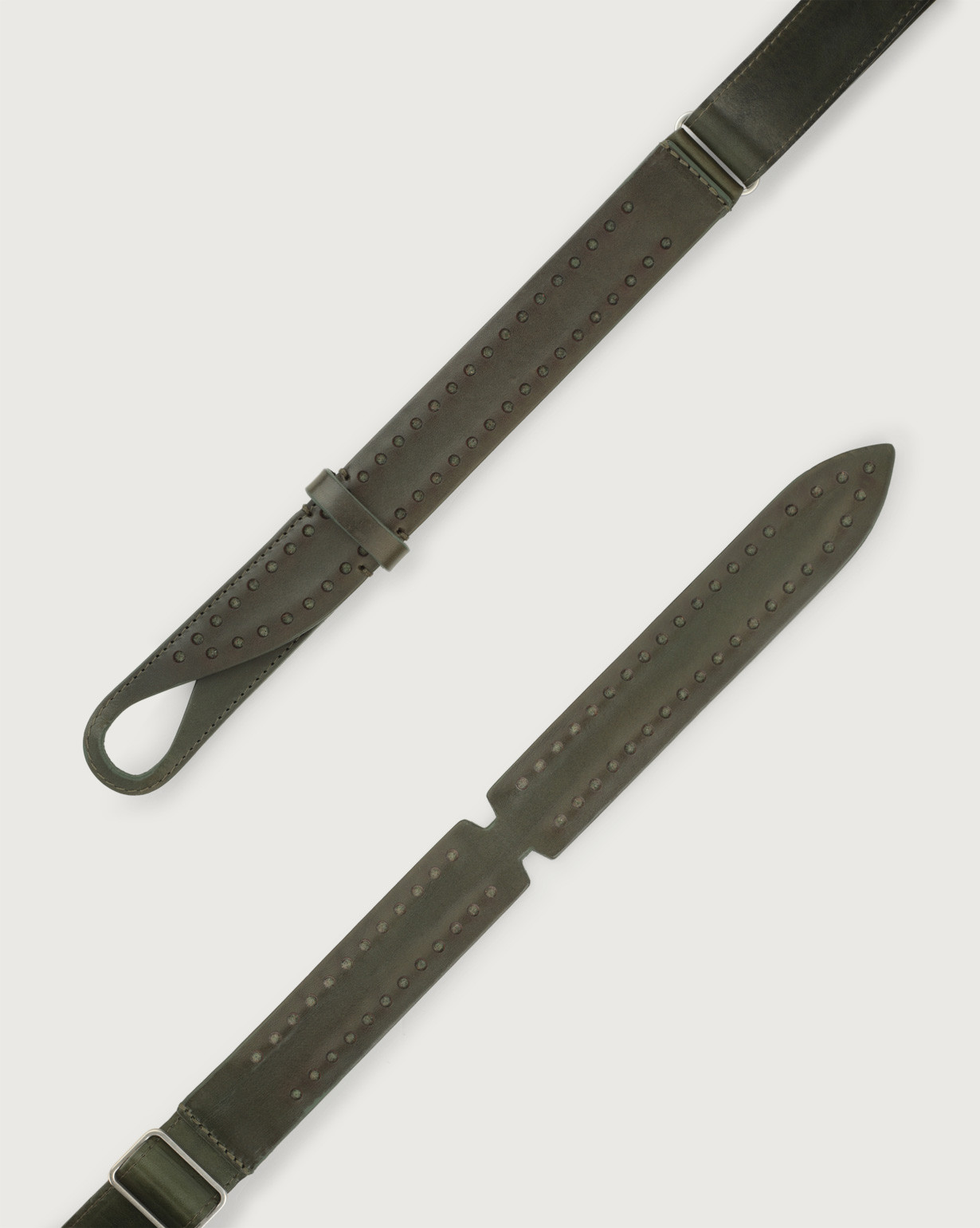 ORCIANI Bull Wool leather Nobuckle belt. , color Green