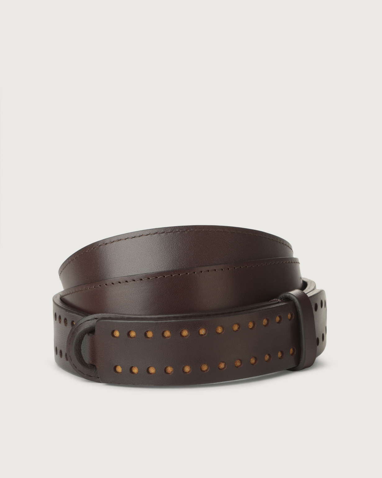 ORCIANI Bull Wool leather Nobuckle belt. , color Chocolate