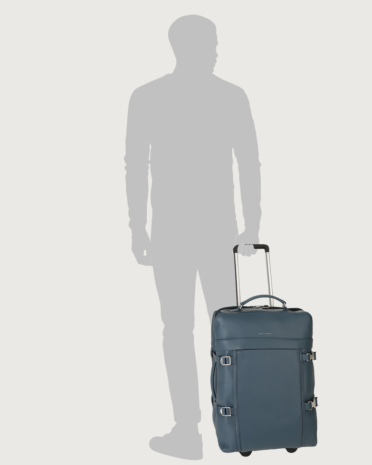 ORCIANI Micron leather two wheels trolley. , color Blue