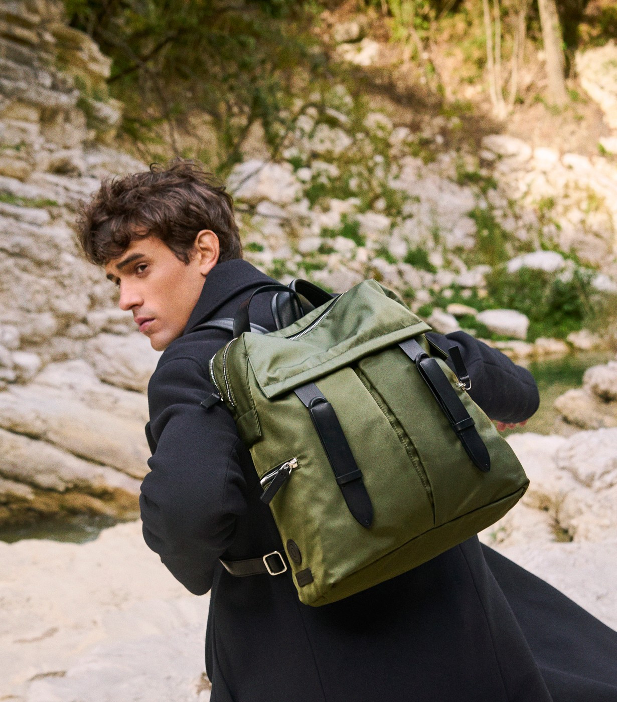 ORCIANI Nobuckle Planet backpack in eco-nylon. , color Green