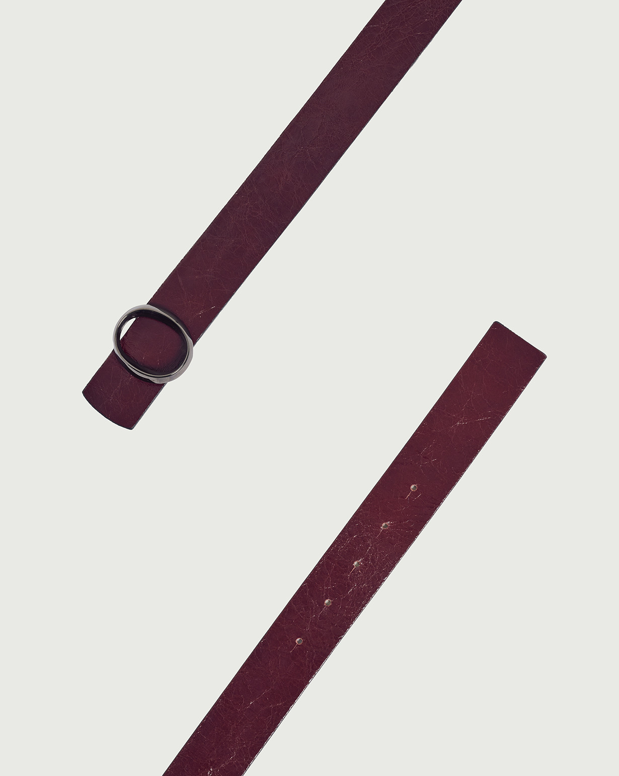ORCIANI Gotham Double leather belt 3,5 cm. , color black+chianti