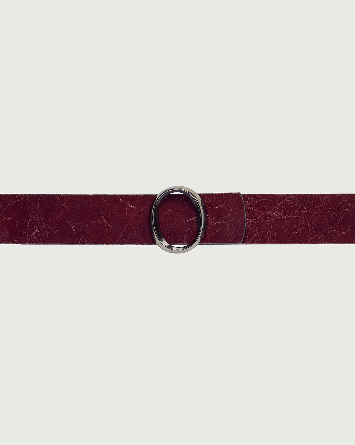 ORCIANI Gotham Double leather belt 3,5 cm. , color black+chianti