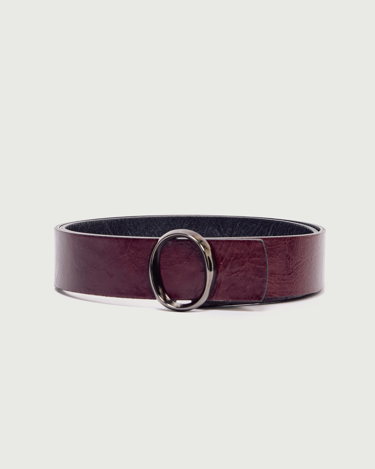 ORCIANI Gotham Double leather belt 3,5 cm. , color black+chianti