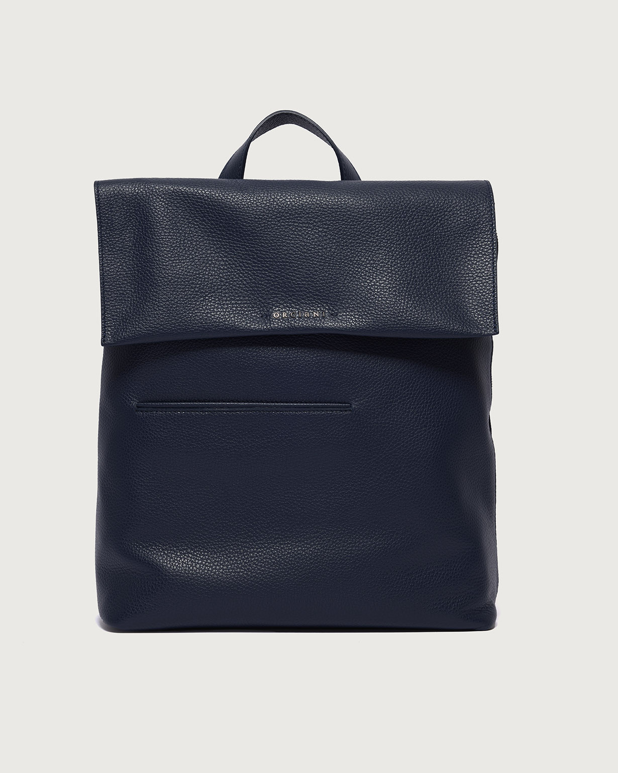 ORCIANI Active micron grained leather backpack. , color Navy
