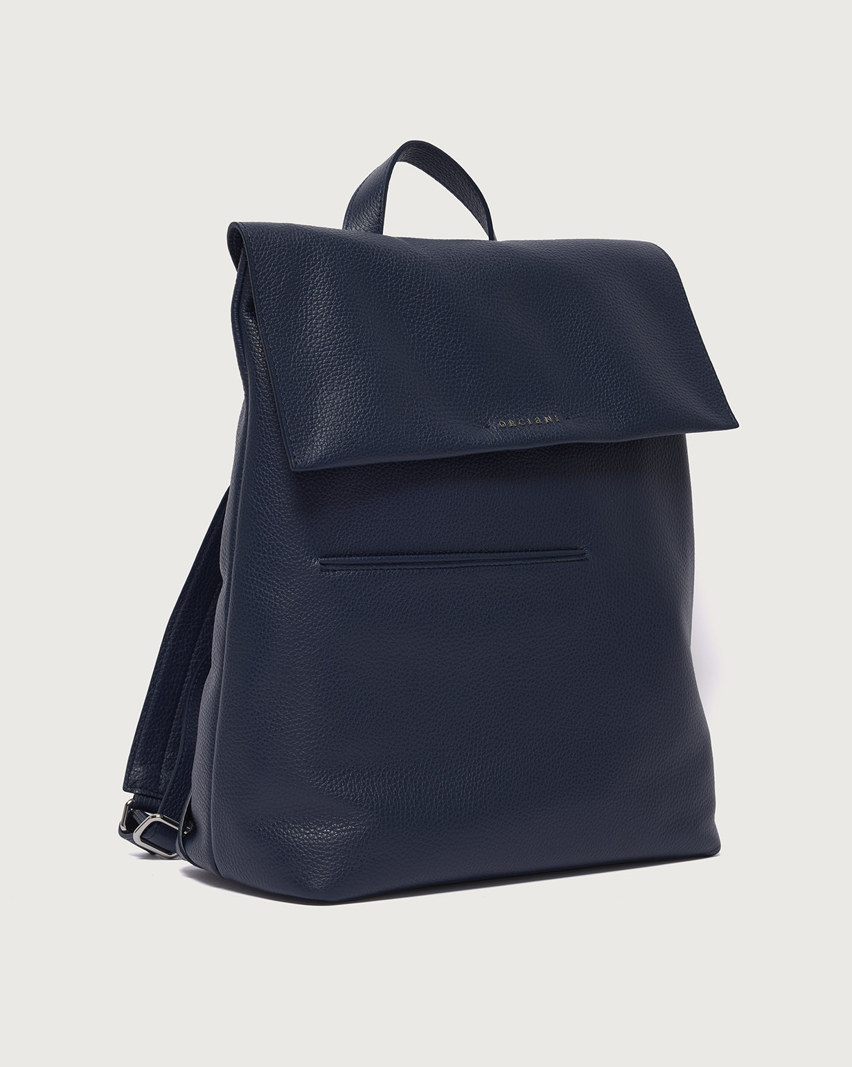ORCIANI Active micron grained leather backpack. , color Navy