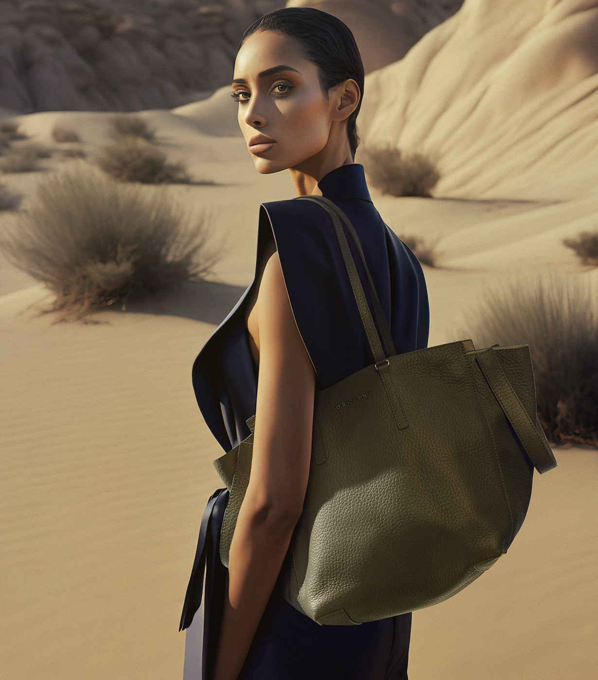 ORCIANI Ava Soft leather tote bag. , color Green