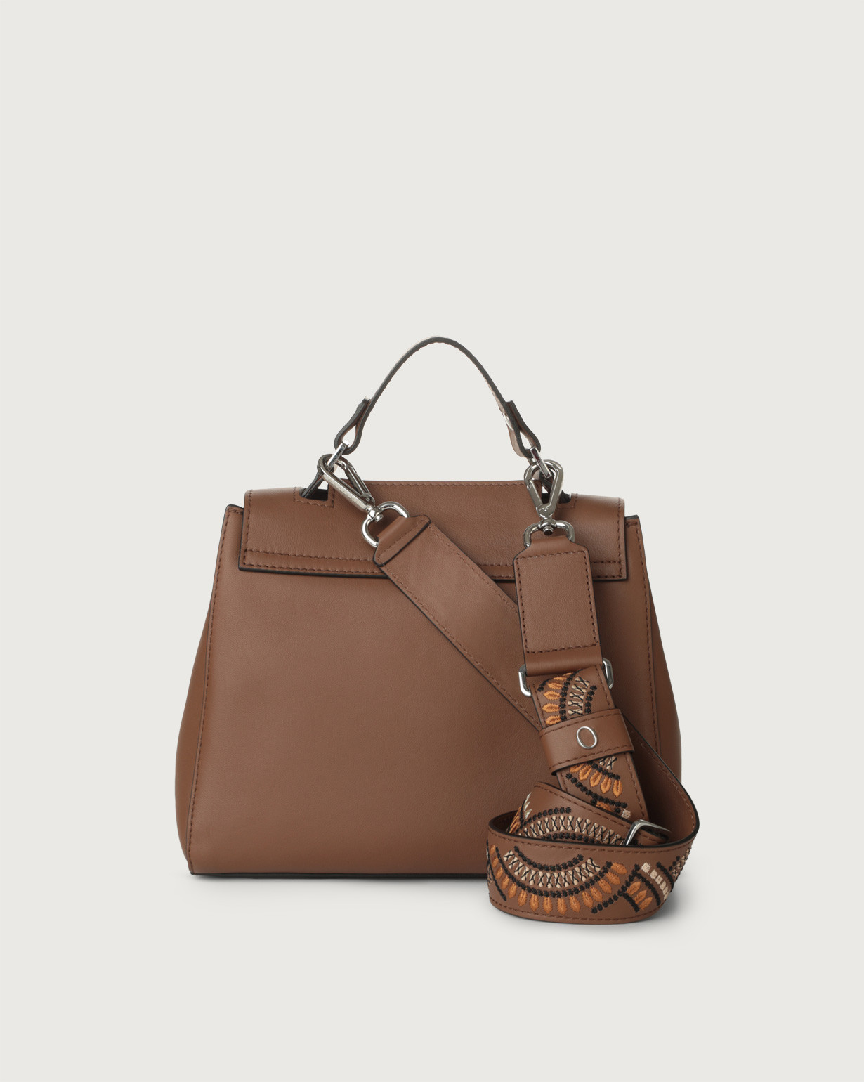 ORCIANI Sveva Madlen Small leather handbag with strap. , color Chocolate
