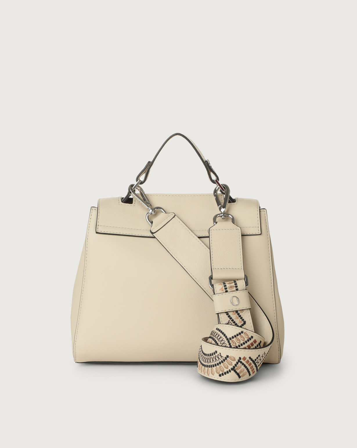 ORCIANI Sveva Madlen Small leather handbag with strap. , color Ivory